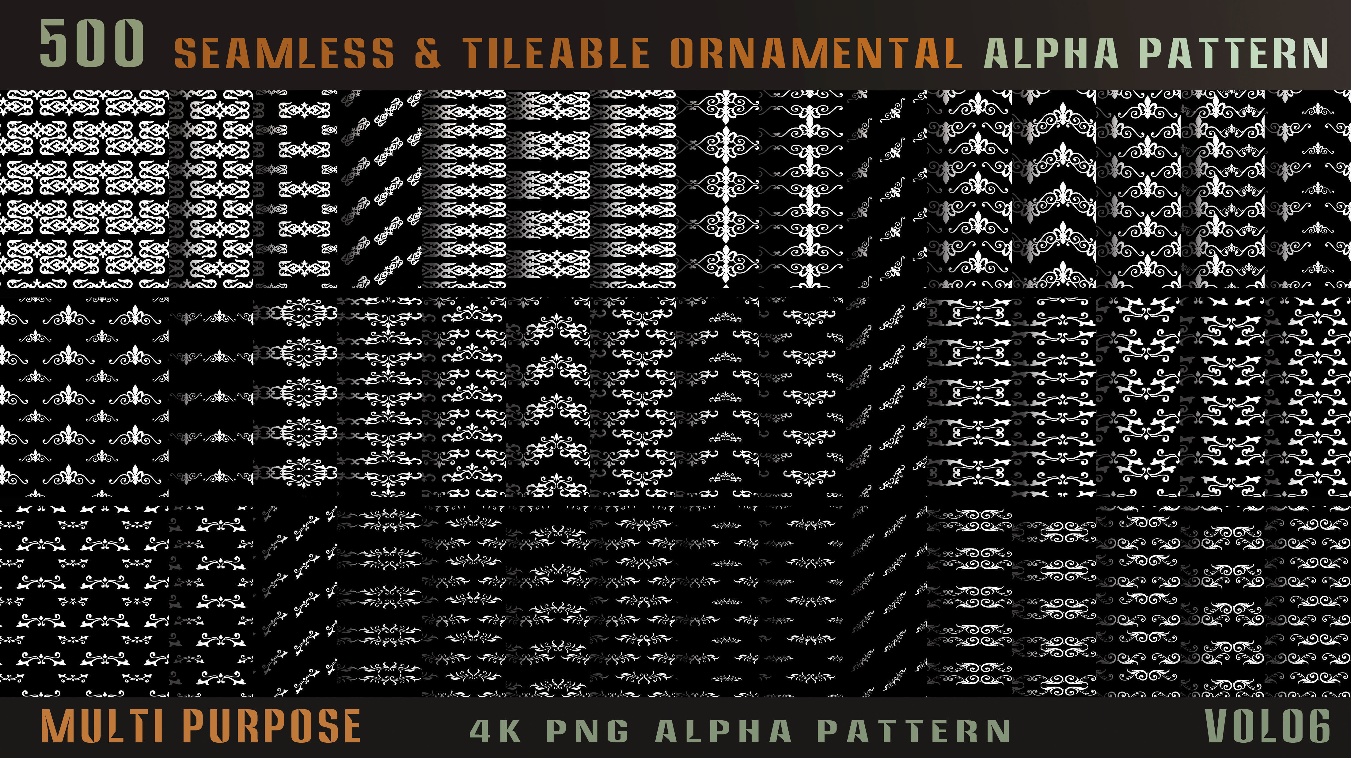 500 Seamless and Tile able Ornamental Alpha Pattern - Vol06 Texture | CGTrader