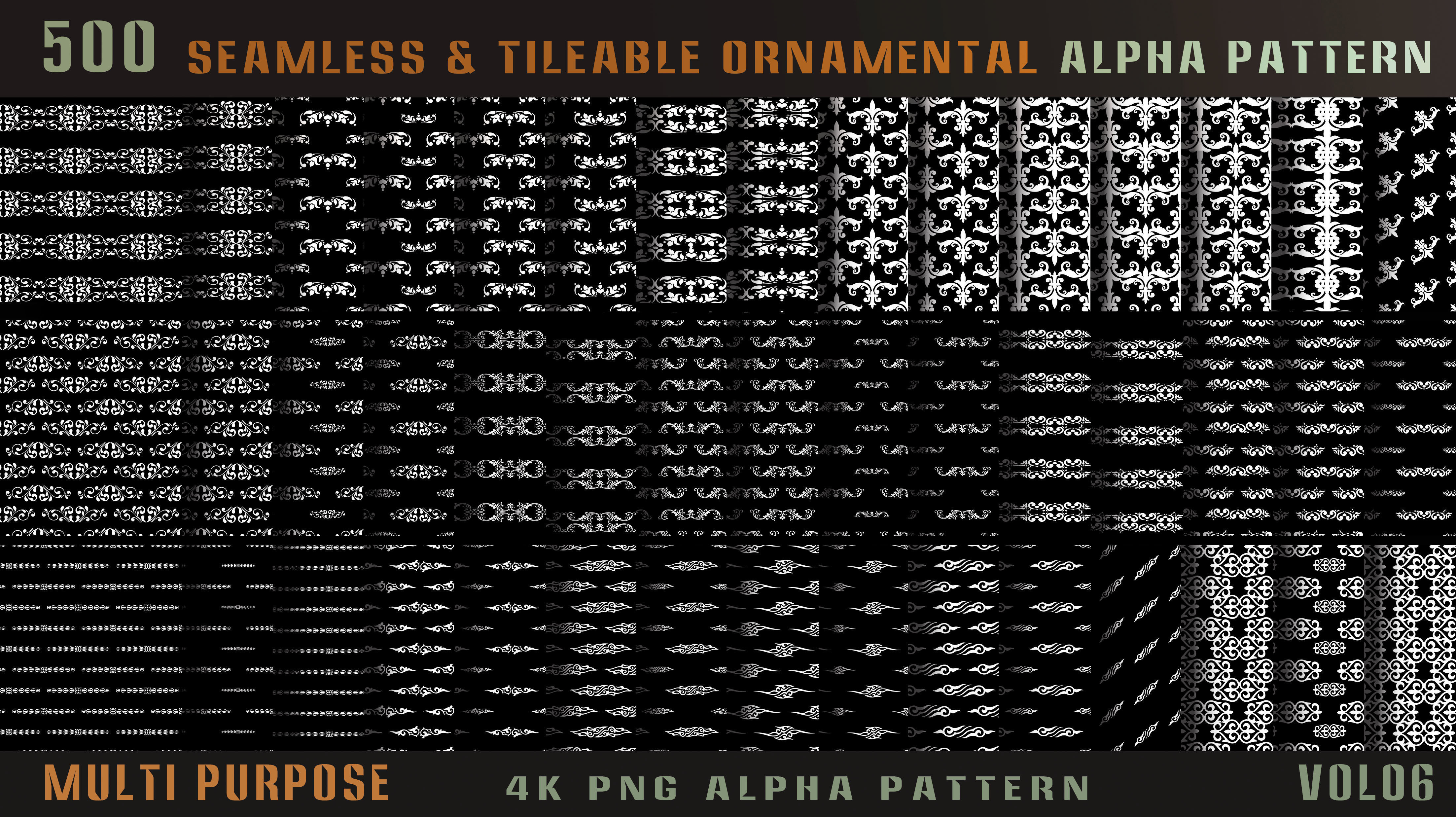 500 Seamless and Tile able Ornamental Alpha Pattern - Vol06 Texture ...