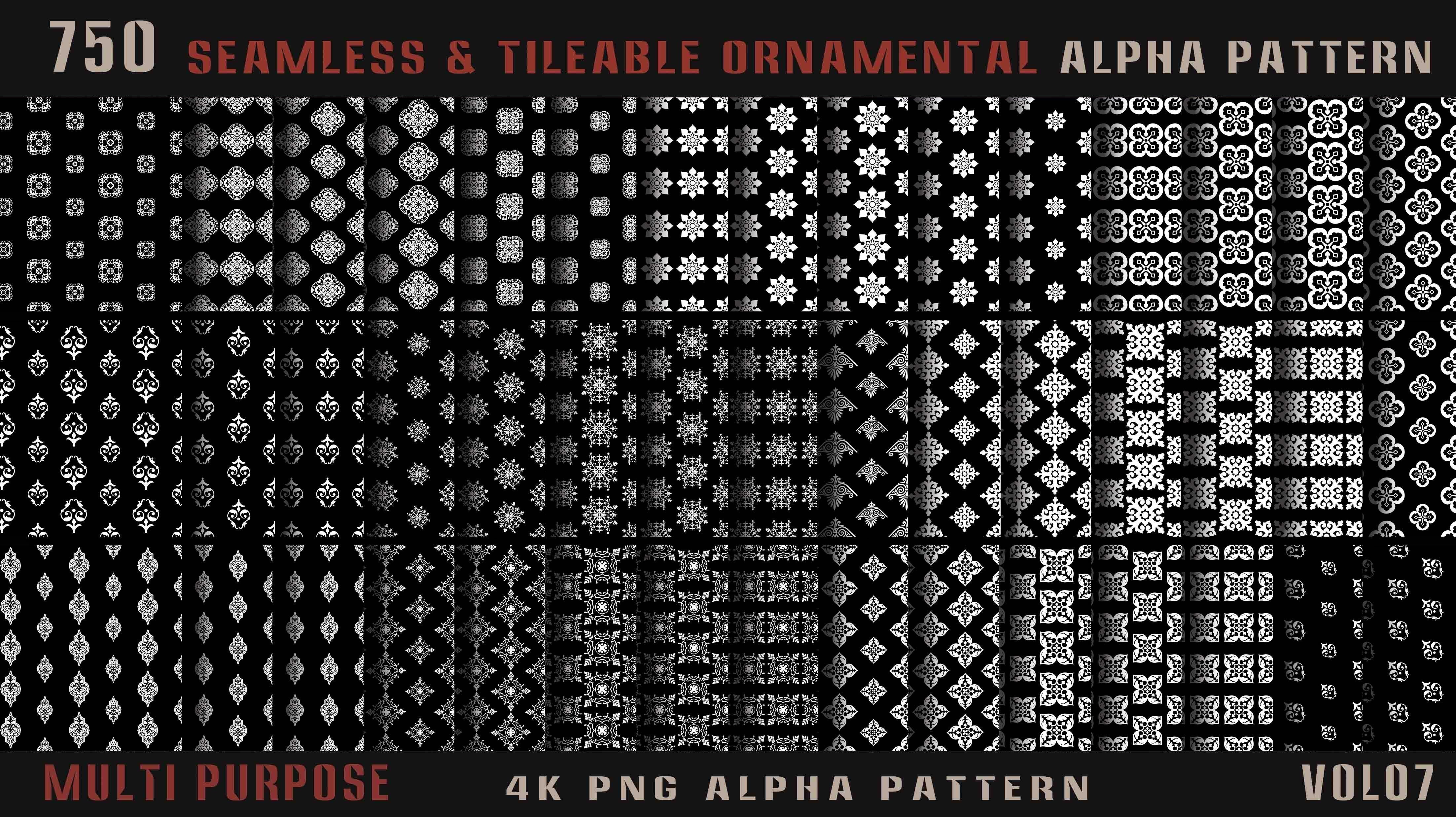 750 Seamless and Tile able Ornamental Alpha Pattern - Vol07 Texture ...