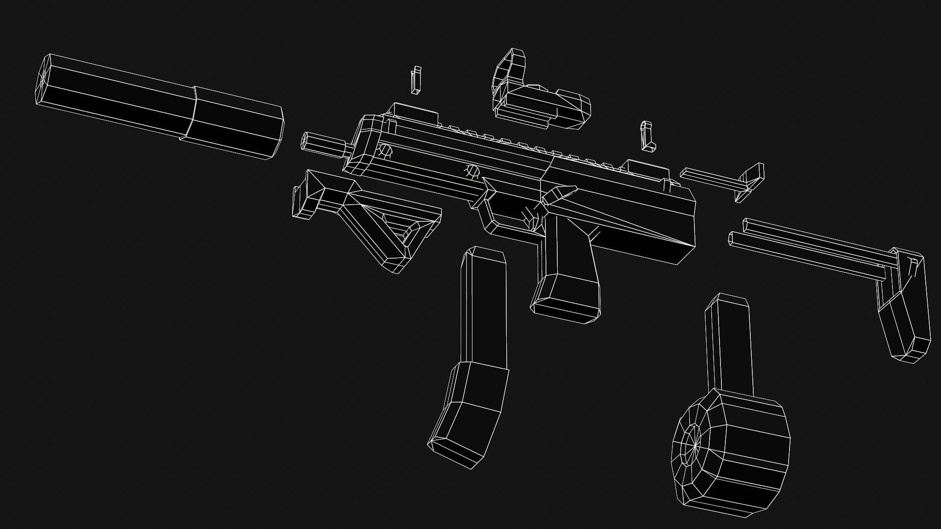 3D model Stylized Modular Mp7 SMG - LowPoly Mobile Ready VR / AR / low ...