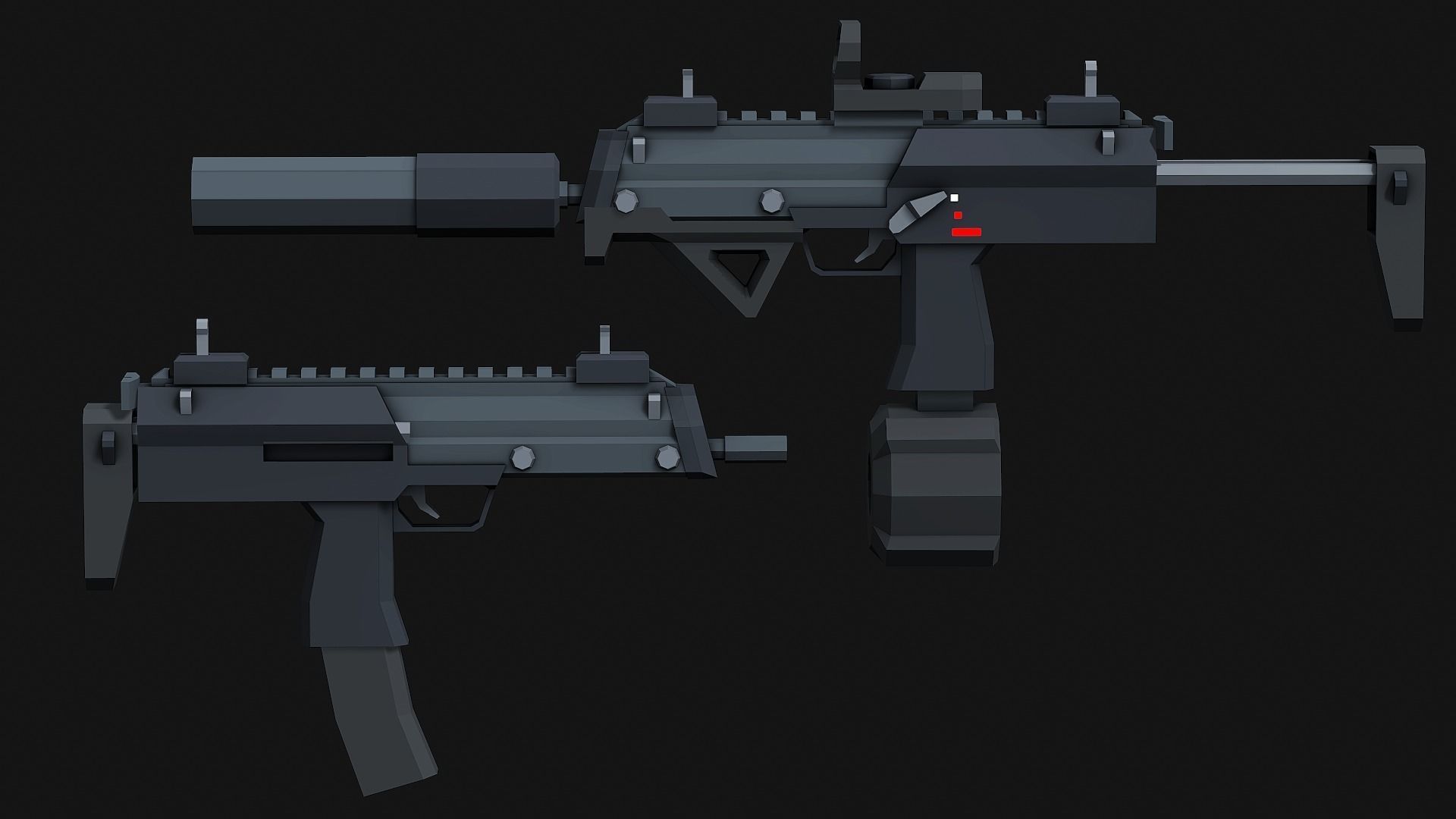 3D model Stylized Modular Mp7 SMG - LowPoly Mobile Ready VR / AR / low ...