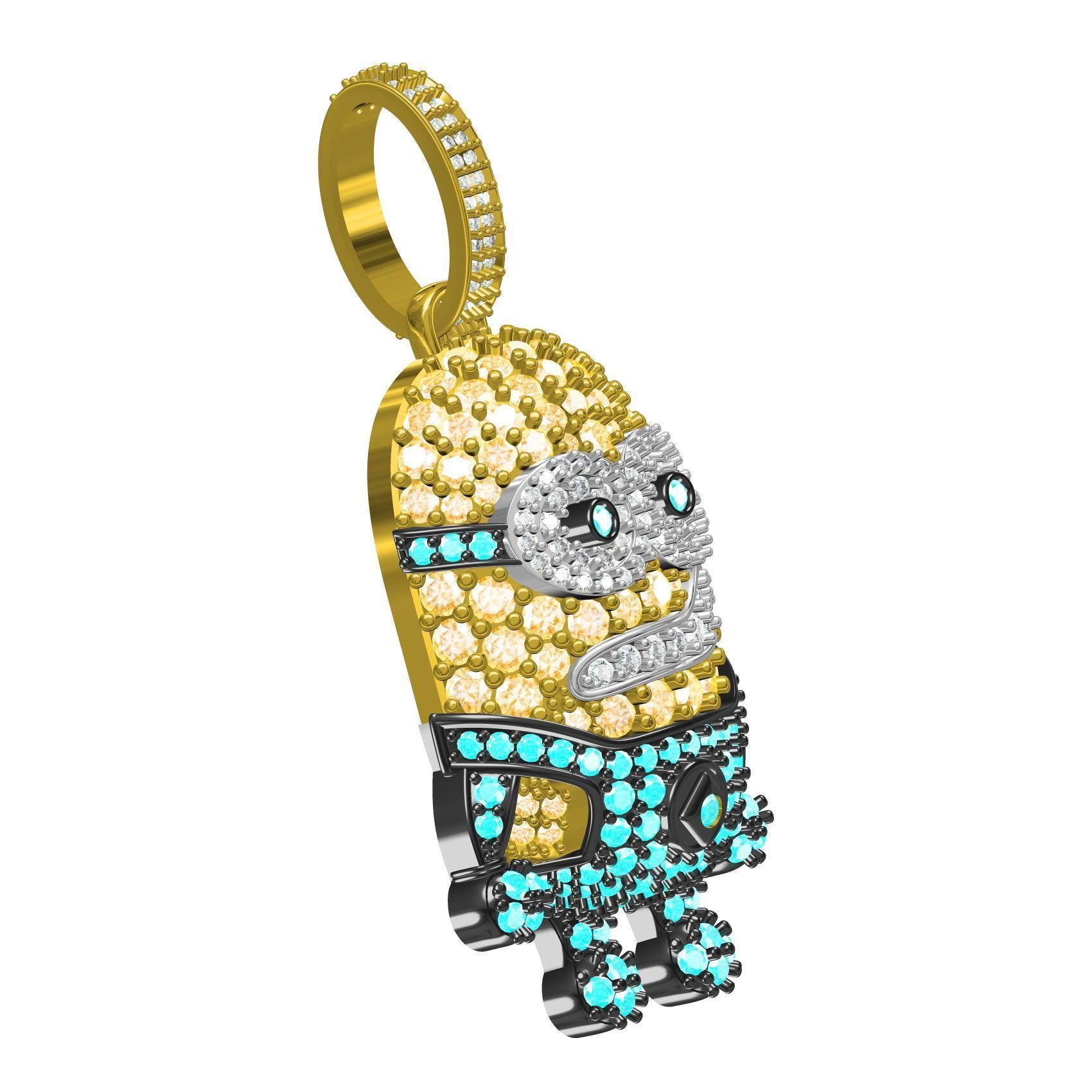 Minion Cartoon Caracter Diamond Pendant 3D model 3D printable | CGTrader