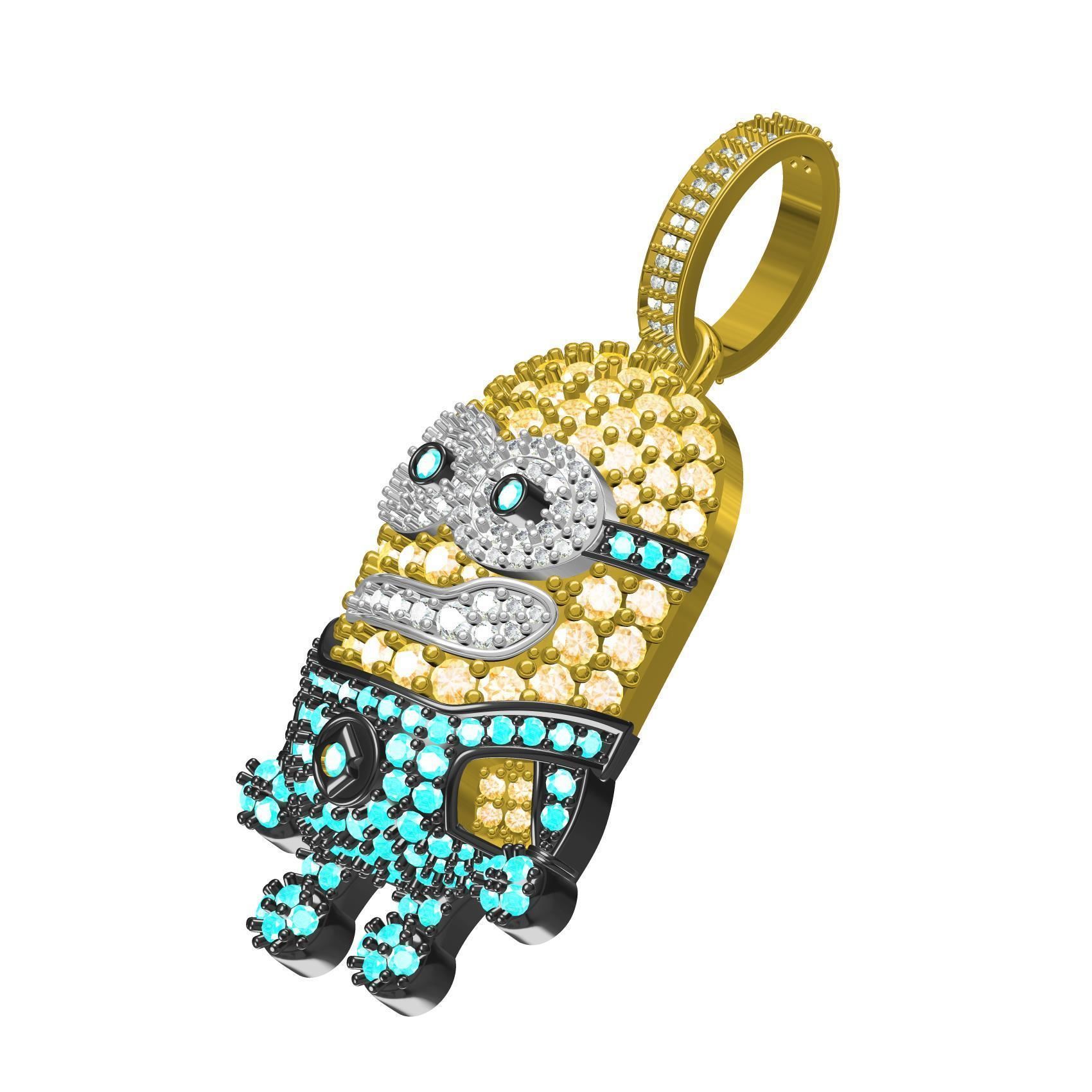 Minion Cartoon Caracter Diamond Pendant 3D model 3D printable | CGTrader