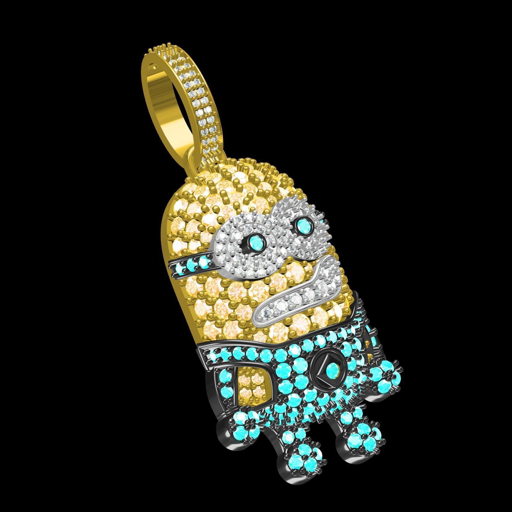 Minion Cartoon Caracter Diamond Pendant 3D model 3D printable | CGTrader