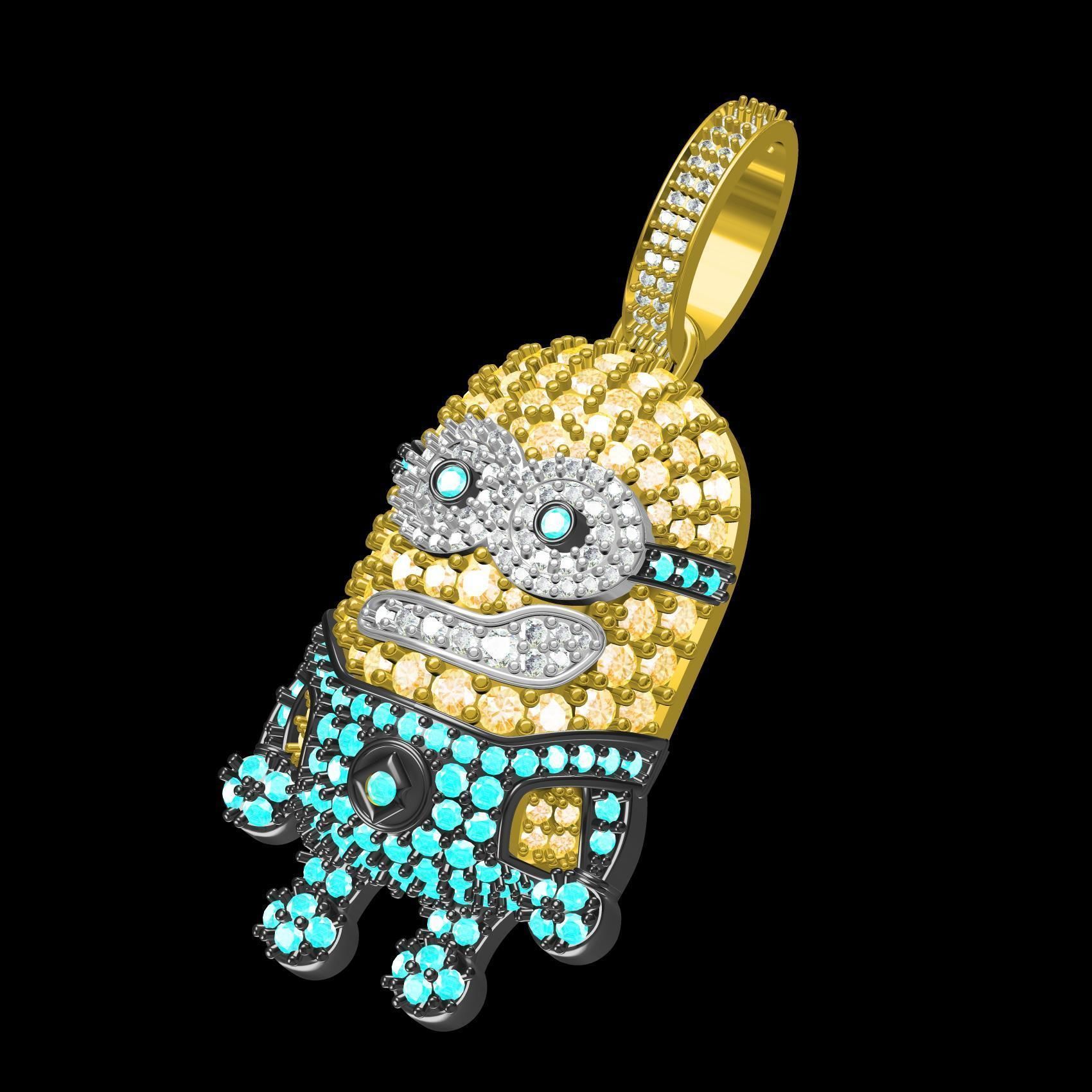 Minion Cartoon Caracter Diamond Pendant 3D model 3D printable | CGTrader
