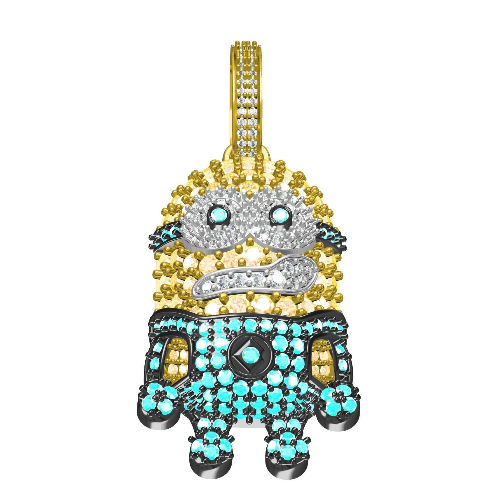 Minion Cartoon Caracter Diamond Pendant 3D model 3D printable | CGTrader