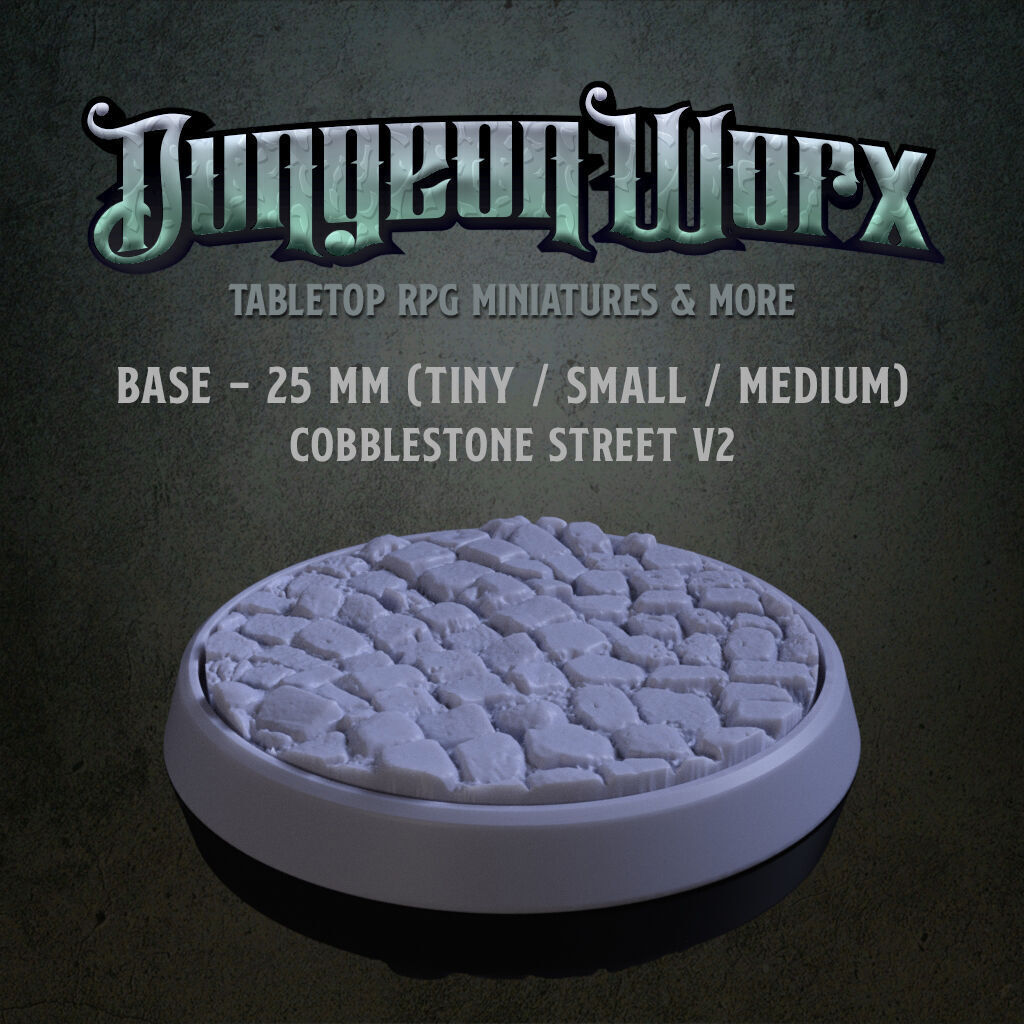 25 mm Tabletop RPG Miniature Base - Cobblestone Street V2 3D model 3D ...