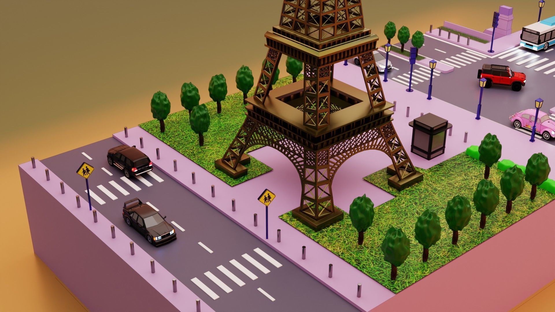 3D model Eiffel Tower Square VR / AR / low-poly | CGTrader