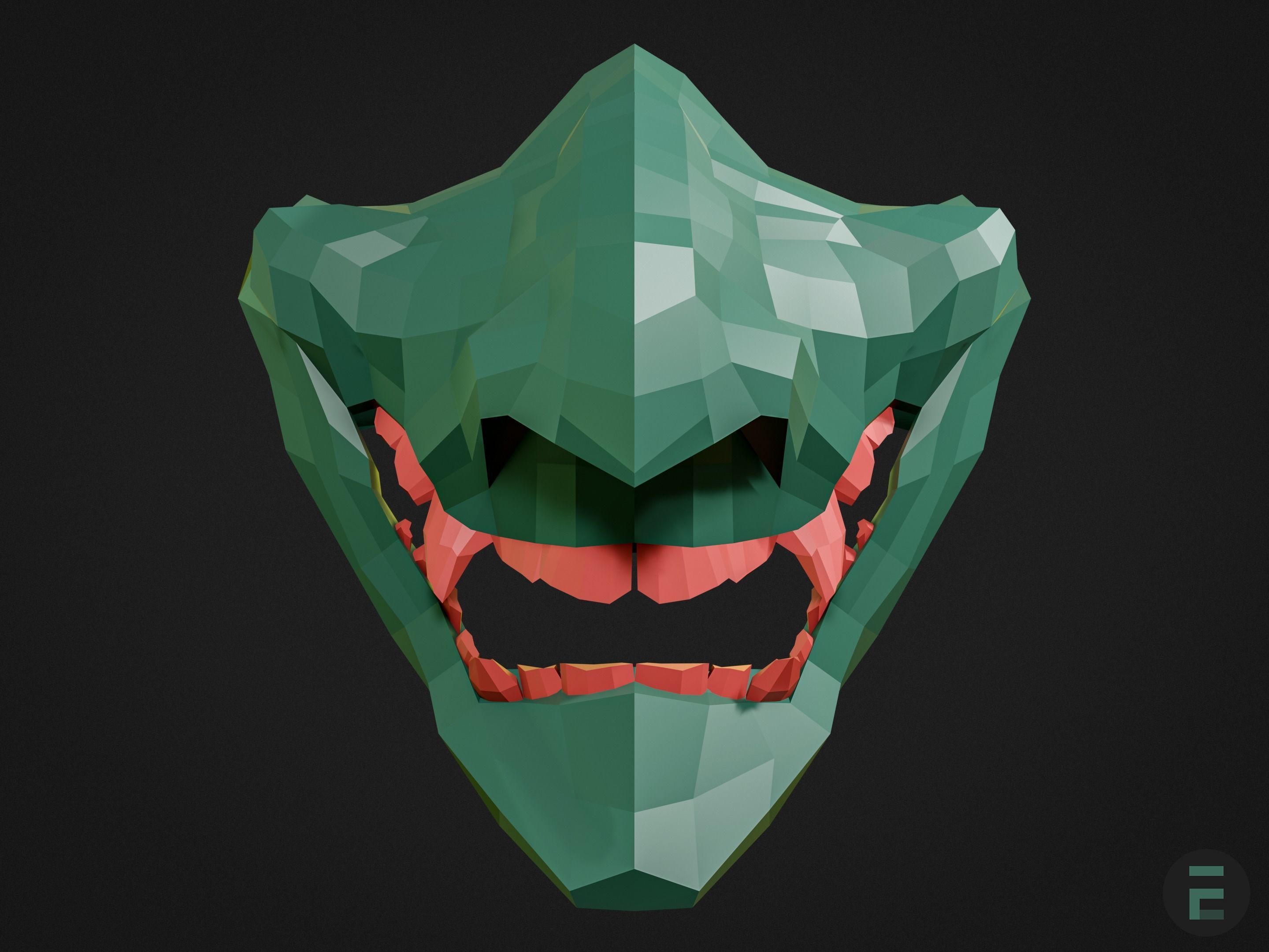 3D model Low poly Oni half mask VR / AR / low-poly | CGTrader