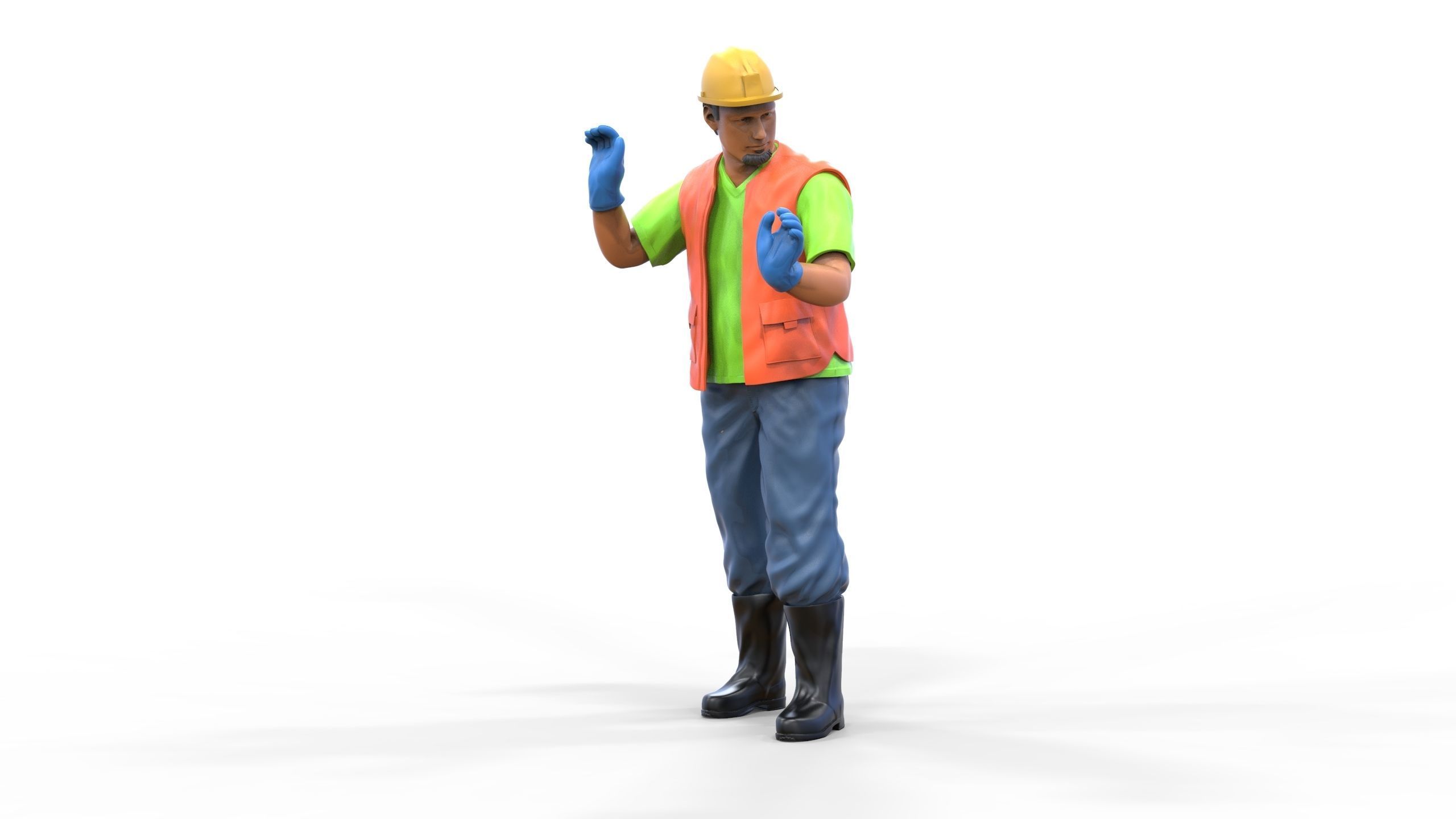 N11 Construction worker pushing something 3D model 3D printable | CGTrader