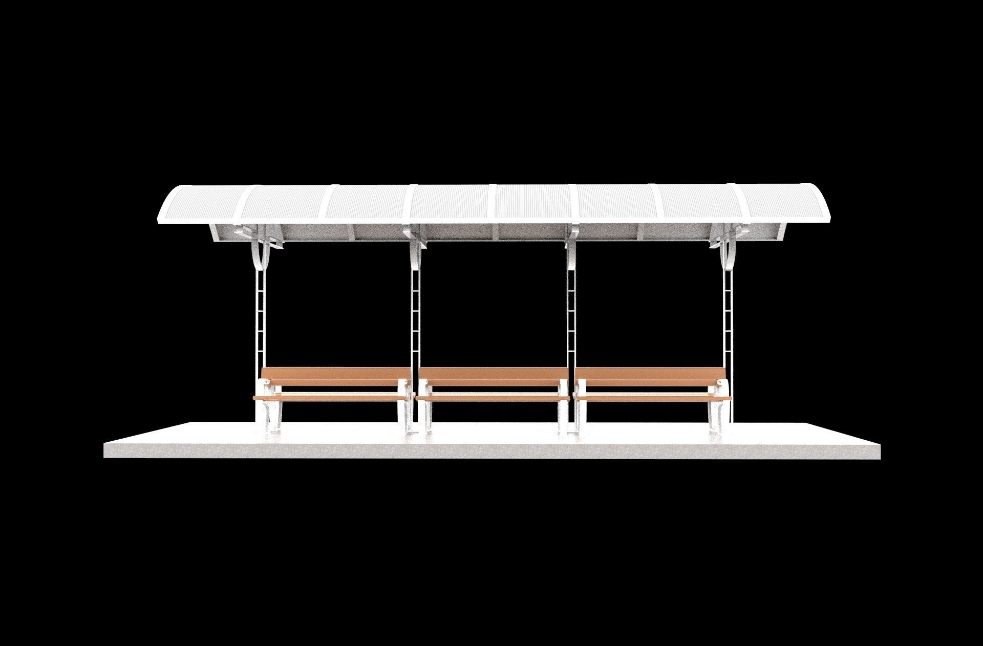 canopy stop bus station shelter halte 3D model | CGTrader
