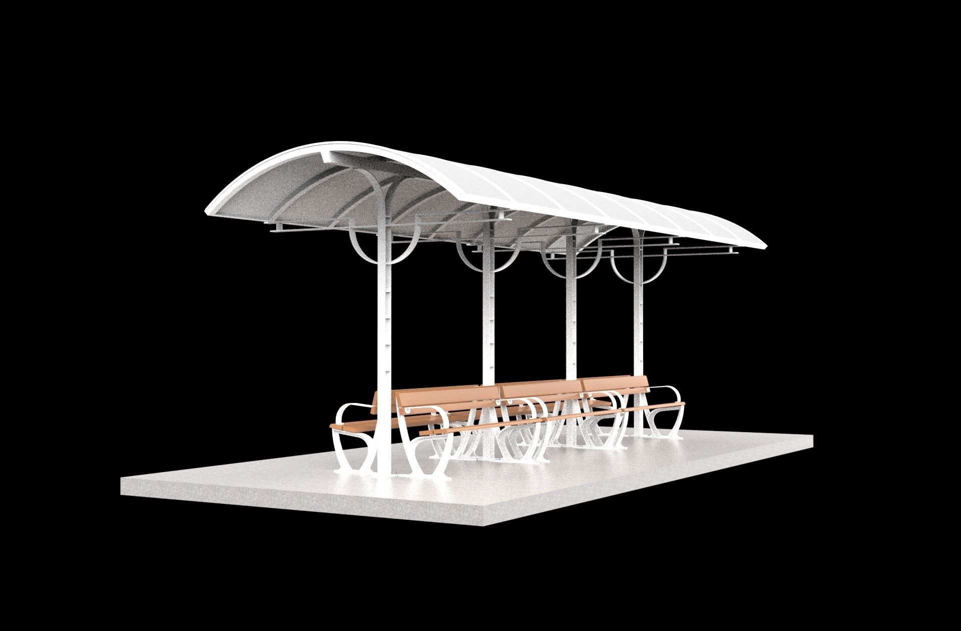 canopy stop bus station shelter halte 3D model | CGTrader