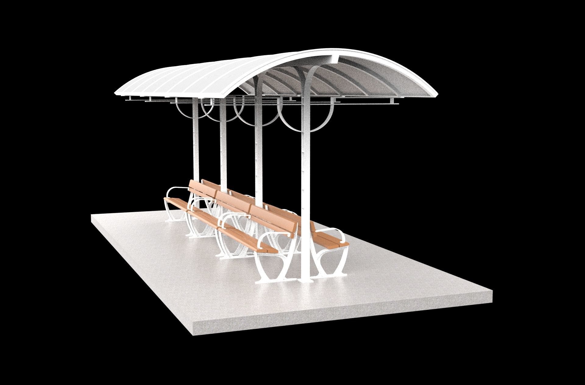 canopy stop bus station shelter halte 3D model | CGTrader