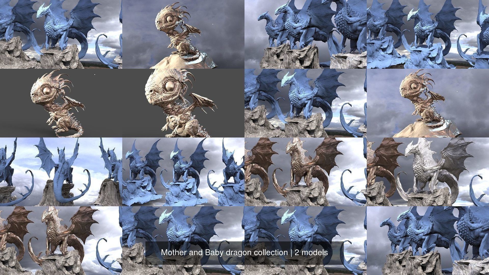 Mother and Baby dragon collection | CGTrader