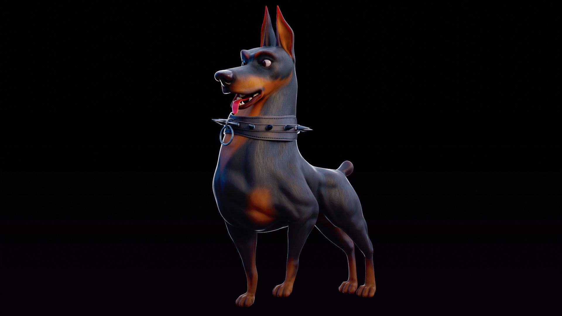 3D model Doberman - stylized Dog rigged character for Blender VR / AR ...