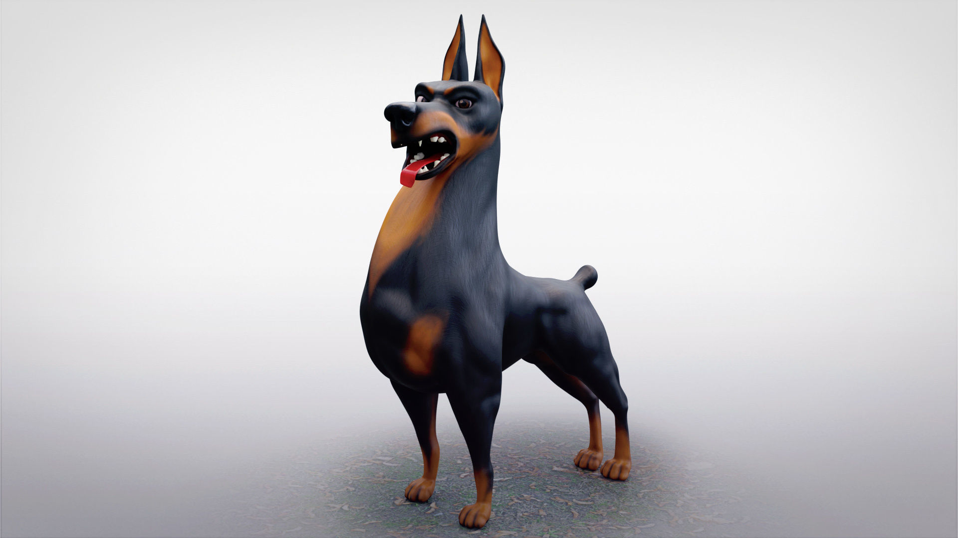 3D model Doberman - stylized Dog rigged character for Blender VR / AR ...