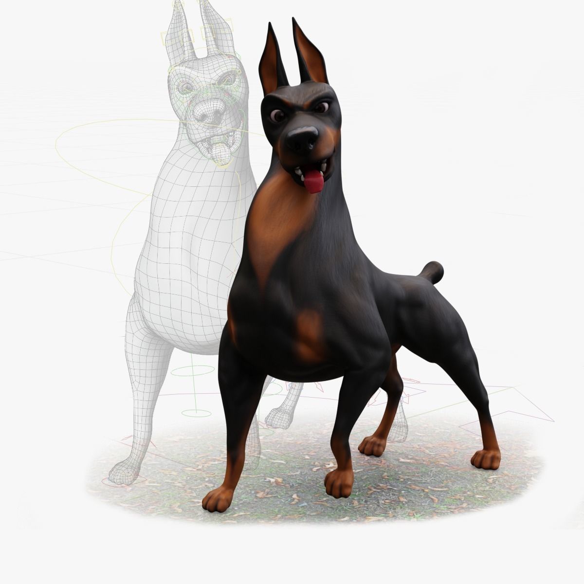 3D model Doberman - stylized Dog rigged character for Blender VR / AR ...