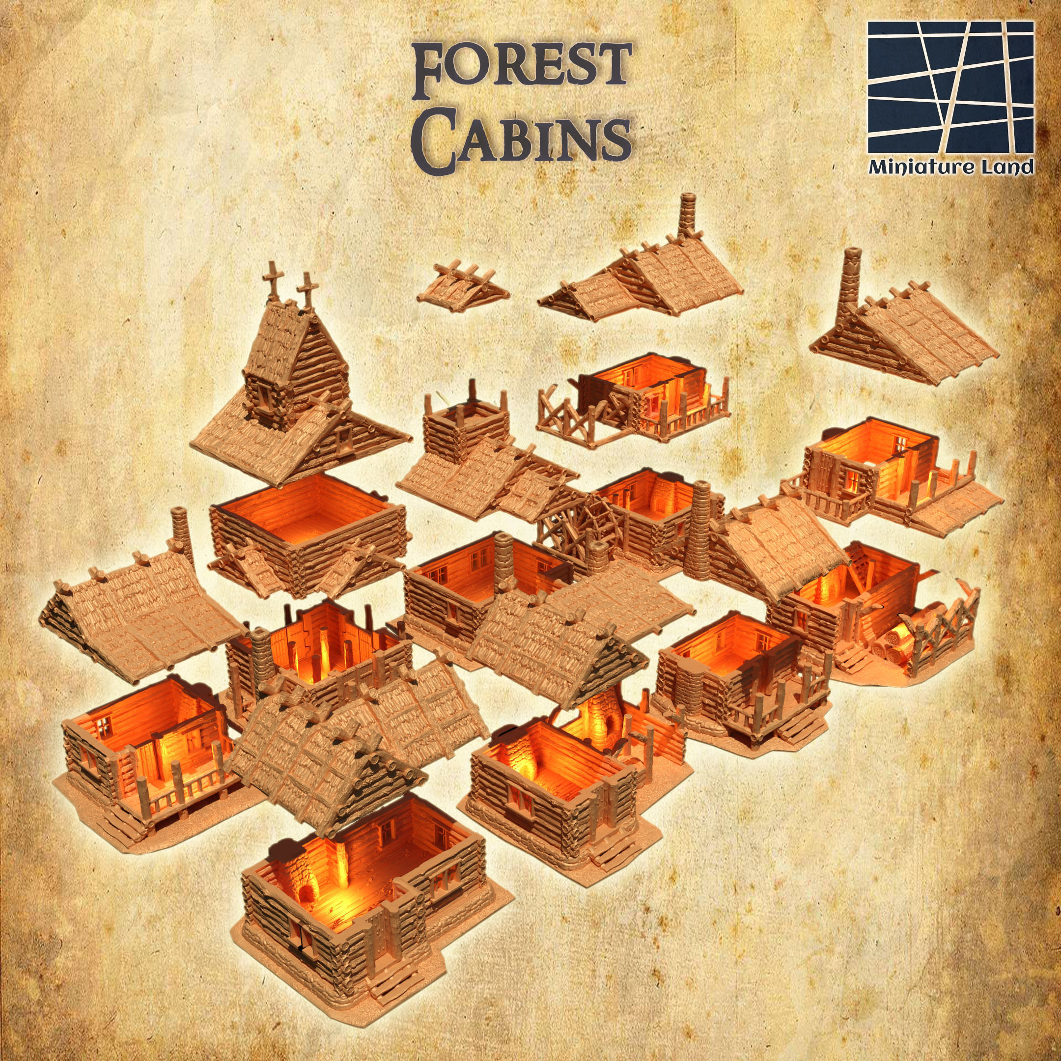 Modular Forest Cabins Tabletop Terrain 28 MM 3D model 3D printable ...