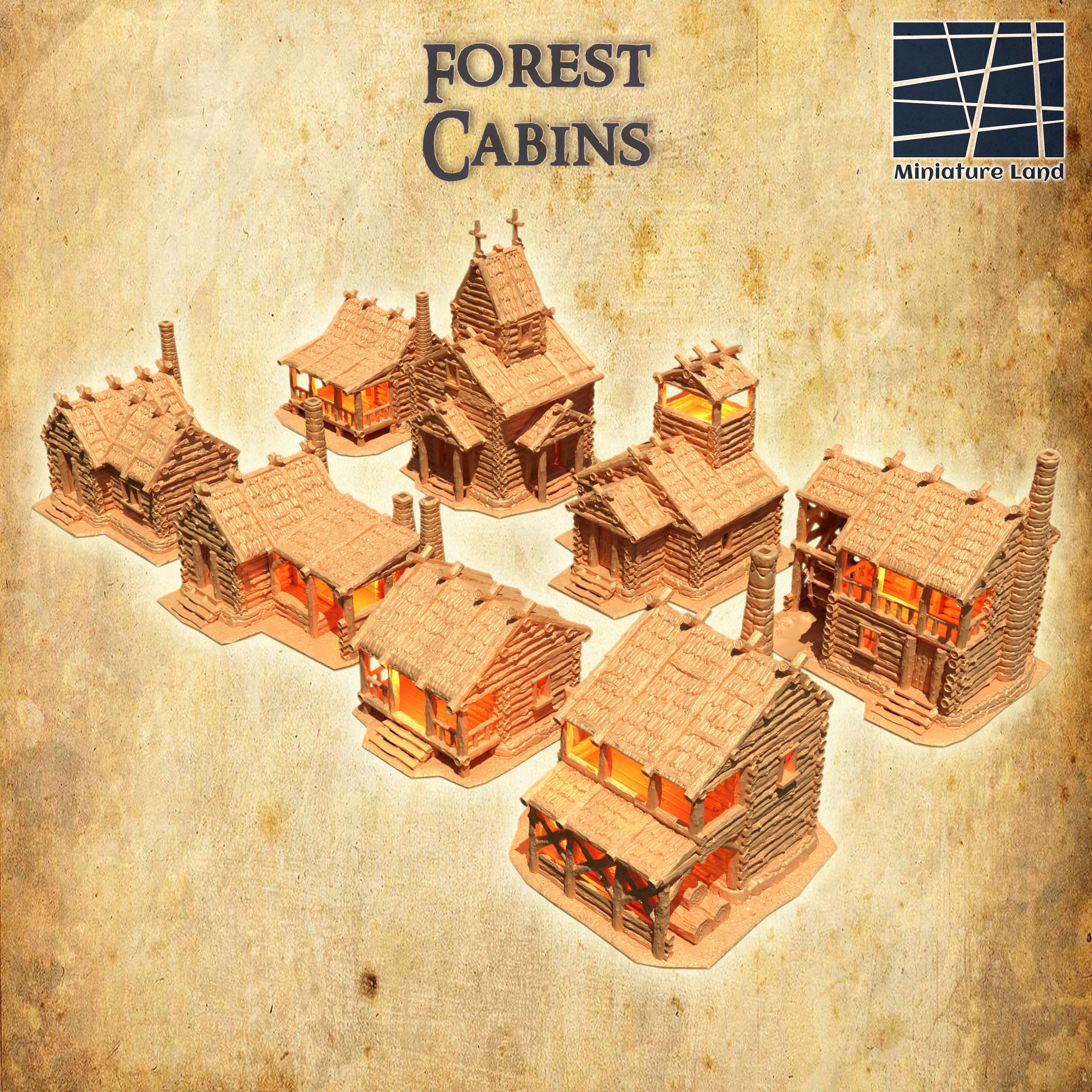 Modular Forest Cabins Tabletop Terrain 28 MM 3D model 3D printable ...