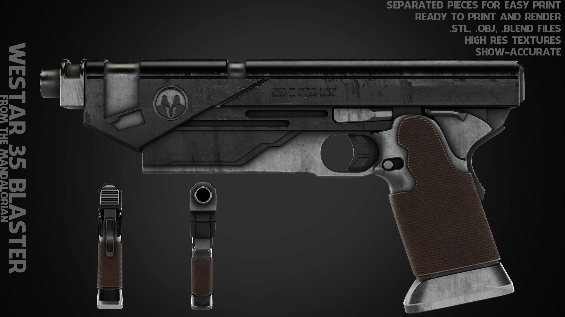 Westar-35 Blaster for Cosplay 3D model 3D printable | CGTrader