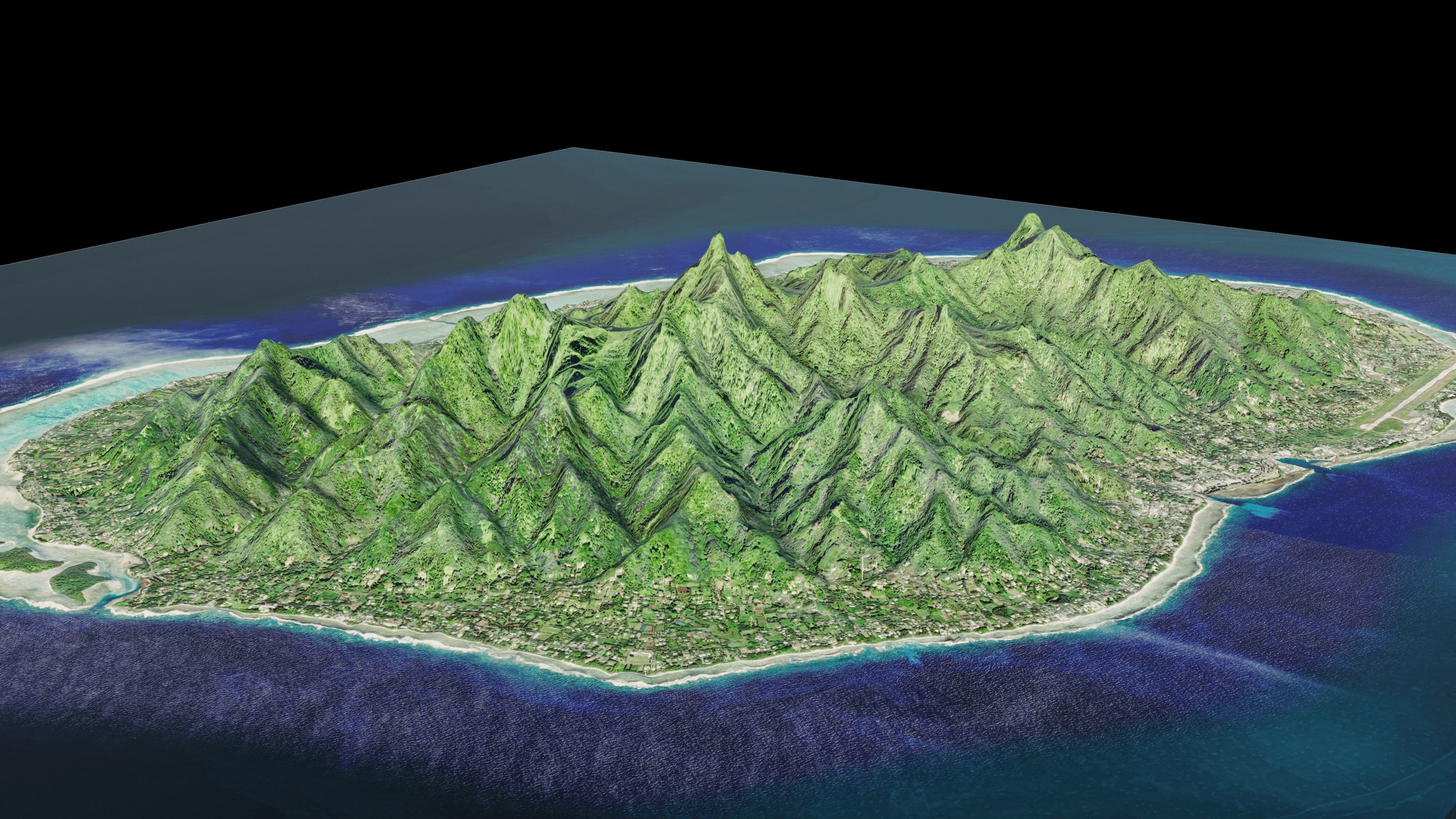 The Rarotonga island at Cook Islands 3d terrain model 3D model | CGTrader