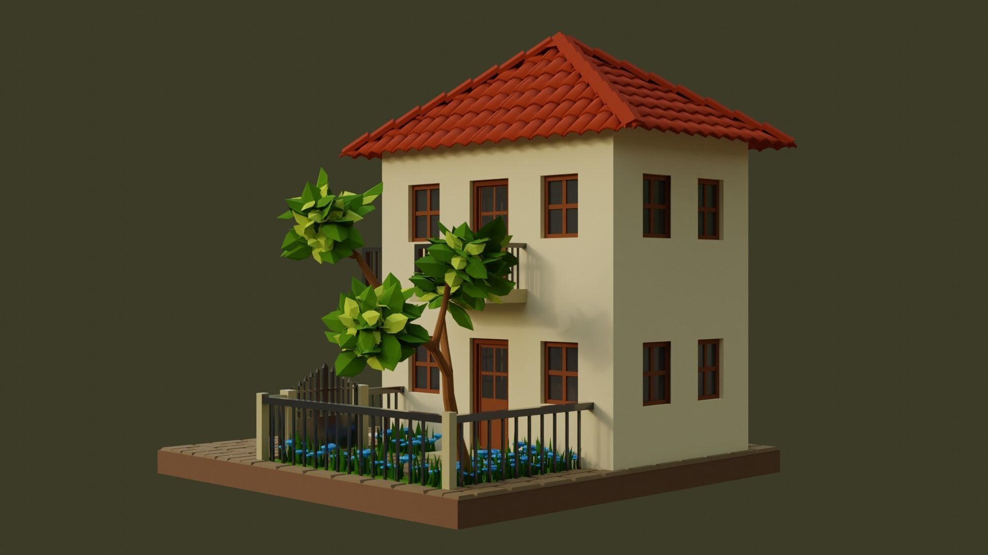 3D model Low Poly cartoon house 2 VR / AR / low-poly | CGTrader