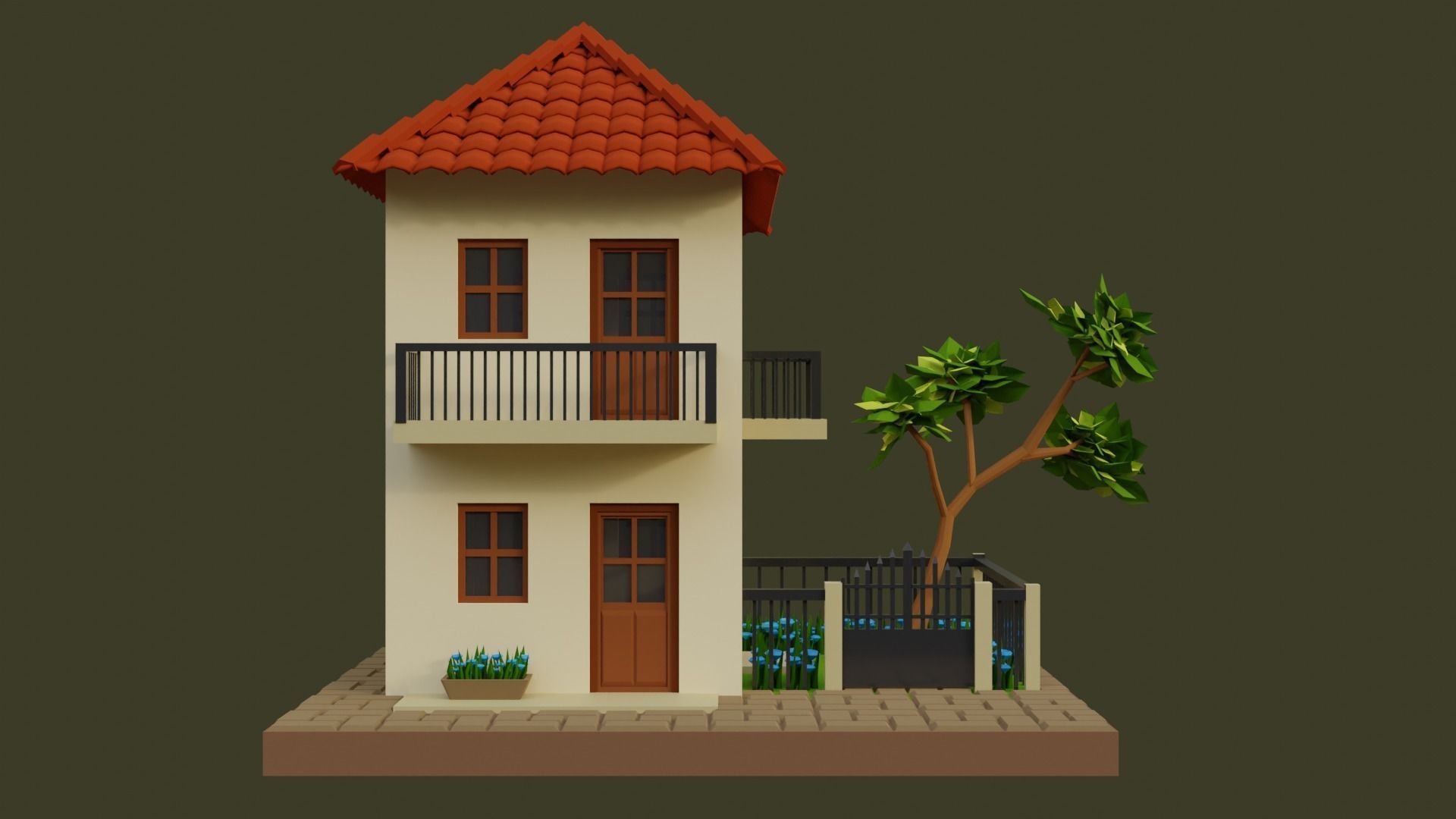 3D model Low Poly cartoon house 2 VR / AR / low-poly | CGTrader