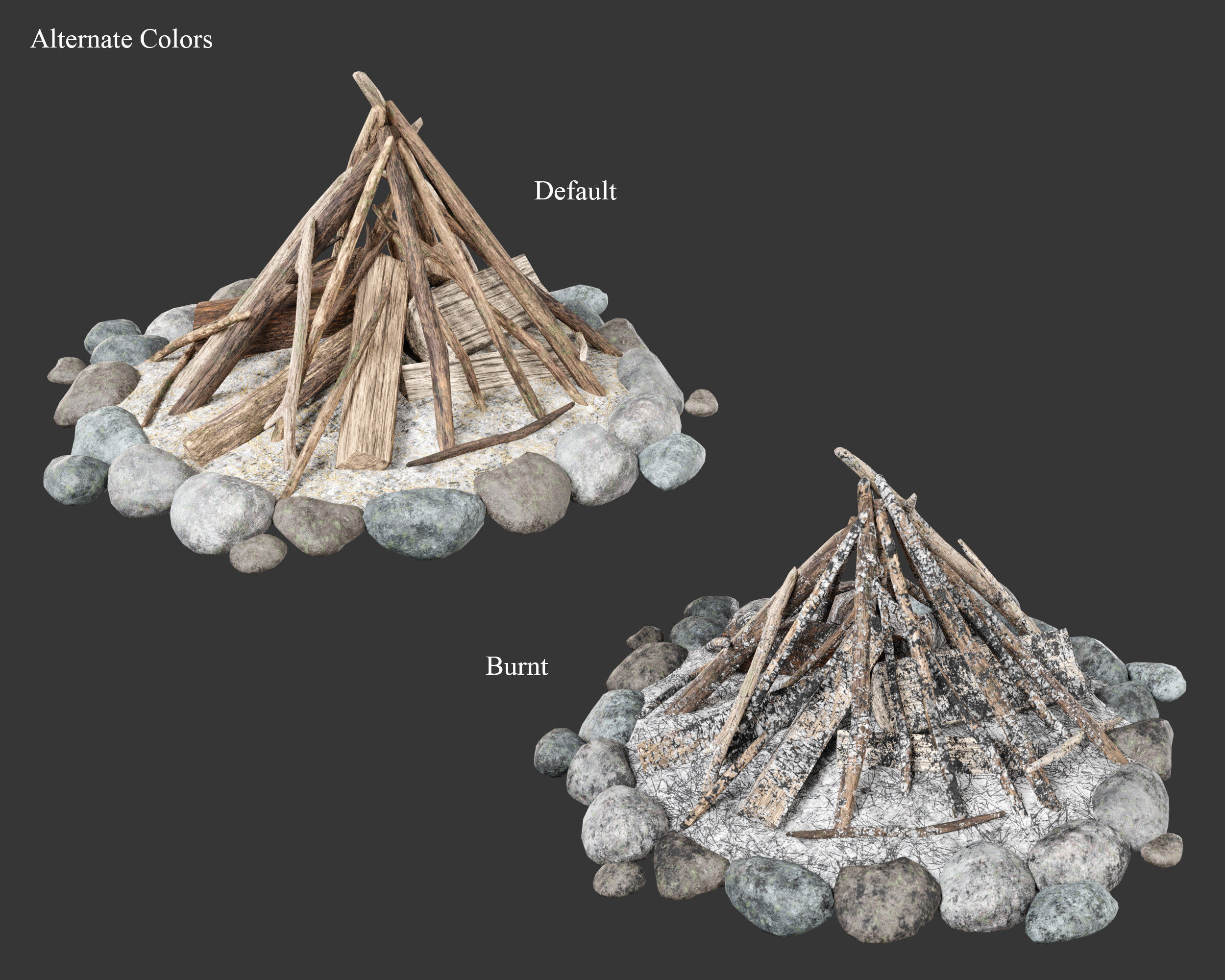 3D model Medieval Decoration Campfires VR / AR / low-poly | CGTrader