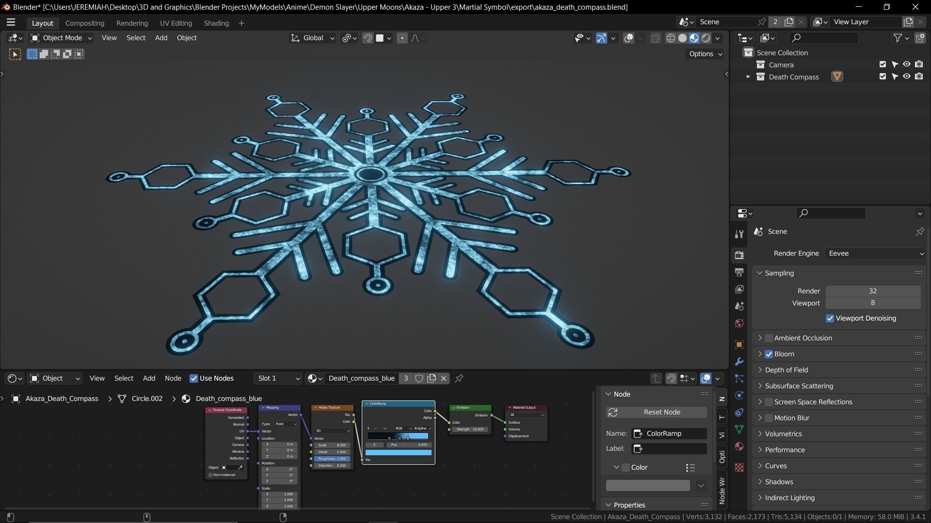 Akaza Death Compass Symbol - Demon Slayer Kimetsu no Yaiba 3D model ...