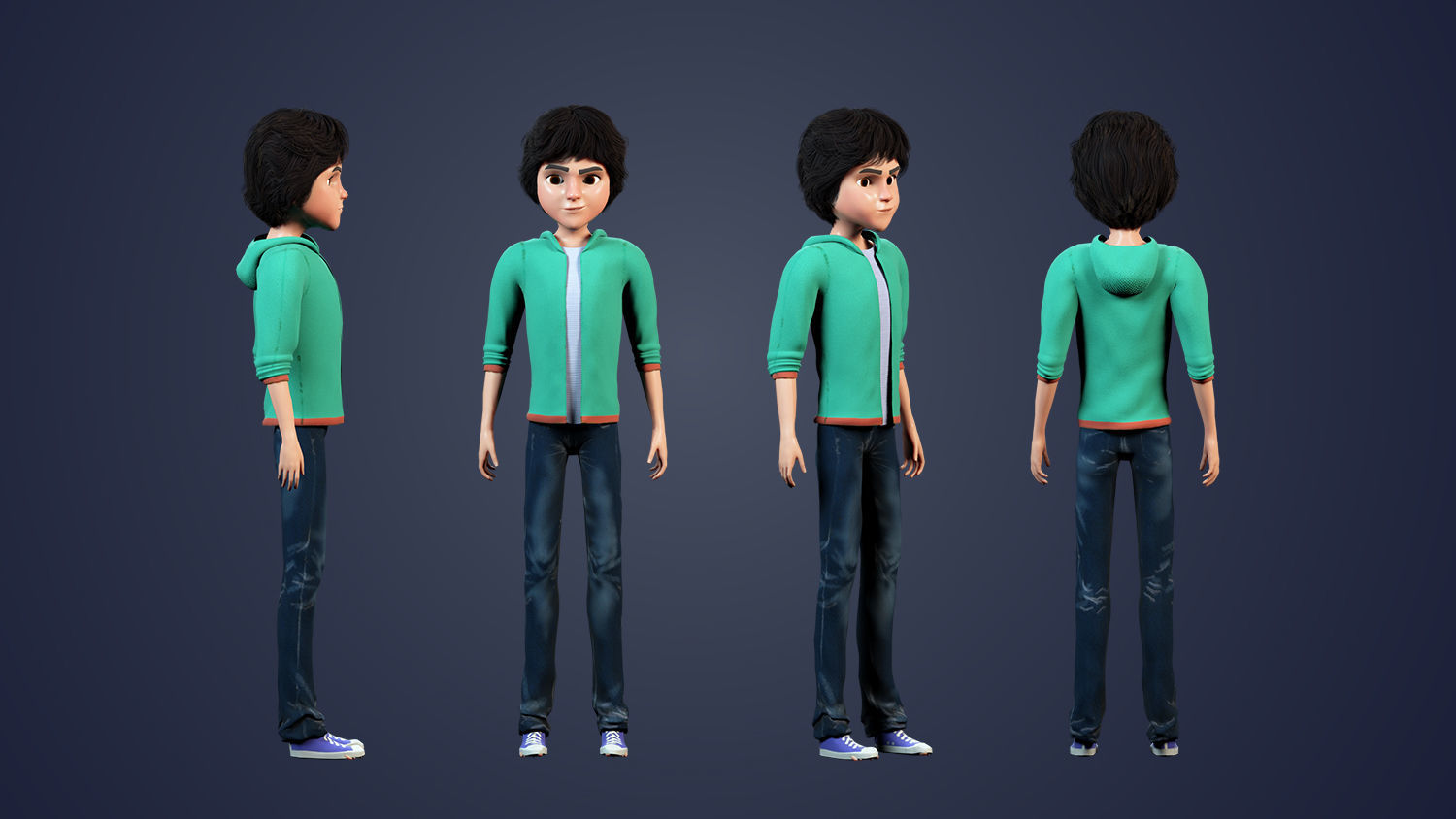 Cartoon young boy character rigged free VR / AR / low-poly 3D model ...