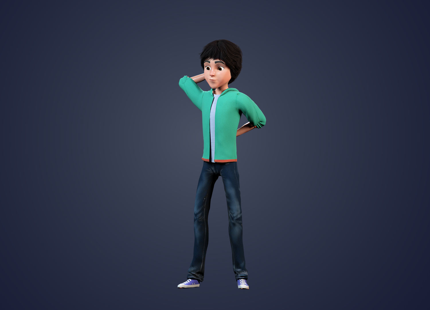 Cartoon young boy character rigged free VR / AR / low-poly 3D model ...