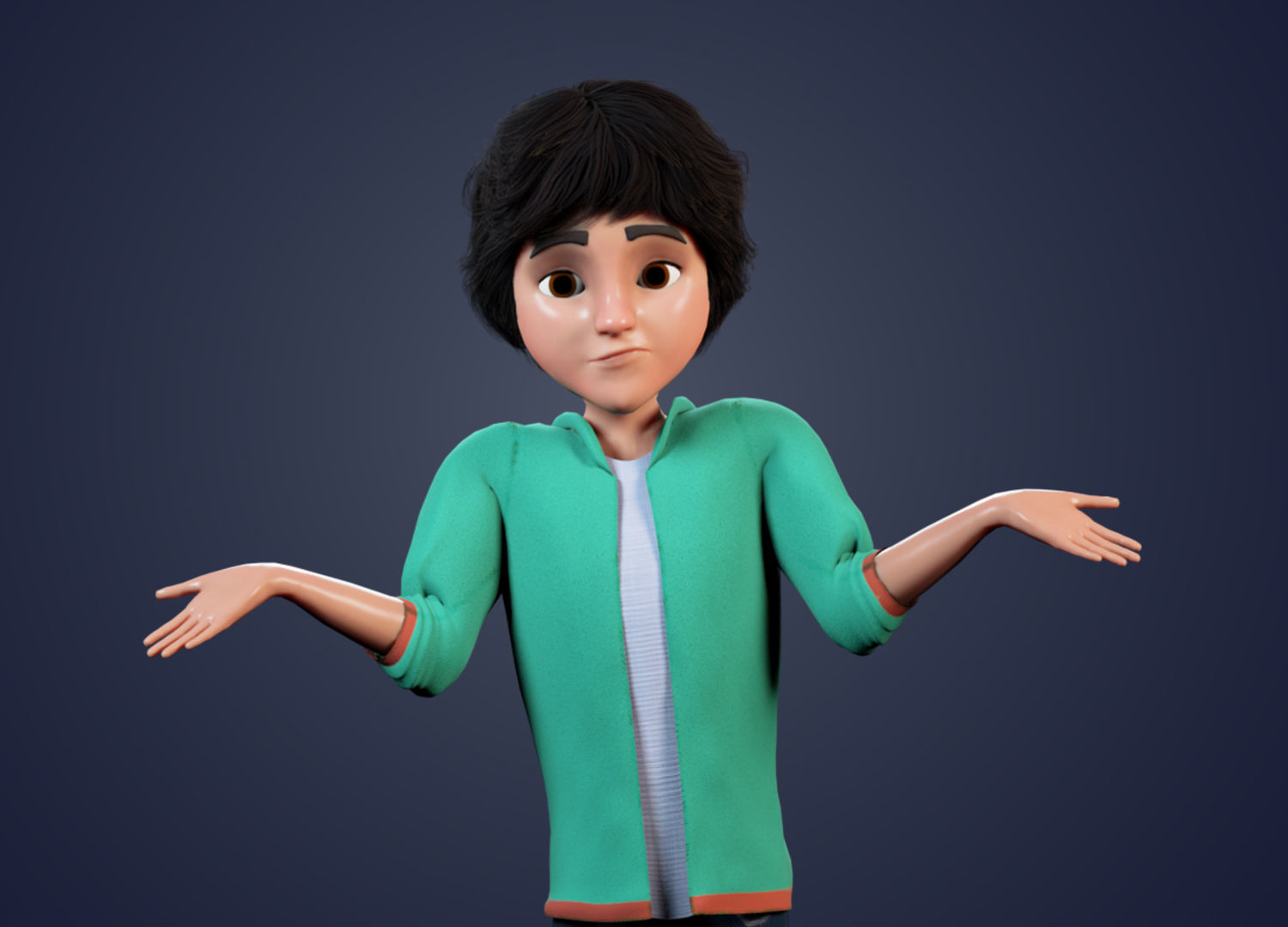 Cartoon young boy character rigged free VR / AR / low-poly 3D model ...