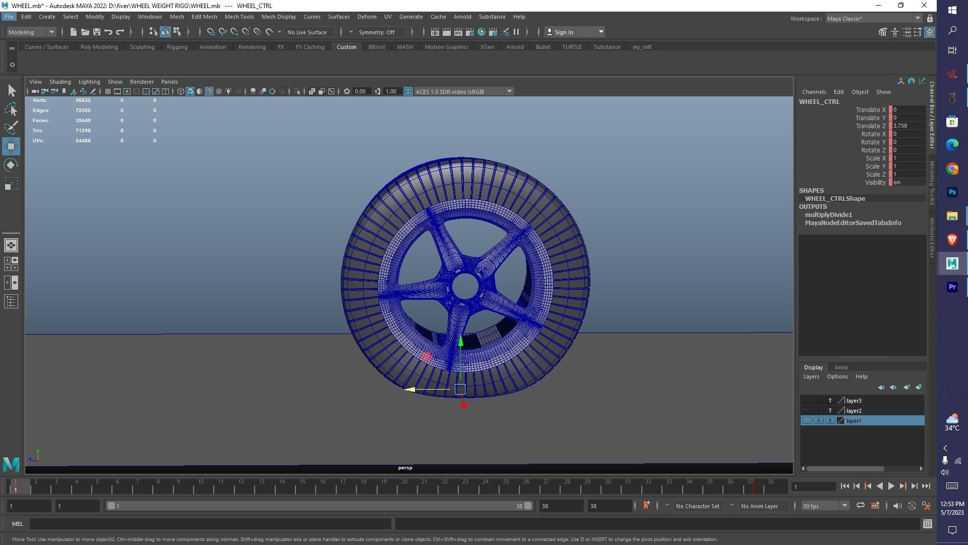 wheel wheight rigg free 3D model animated rigged | CGTrader