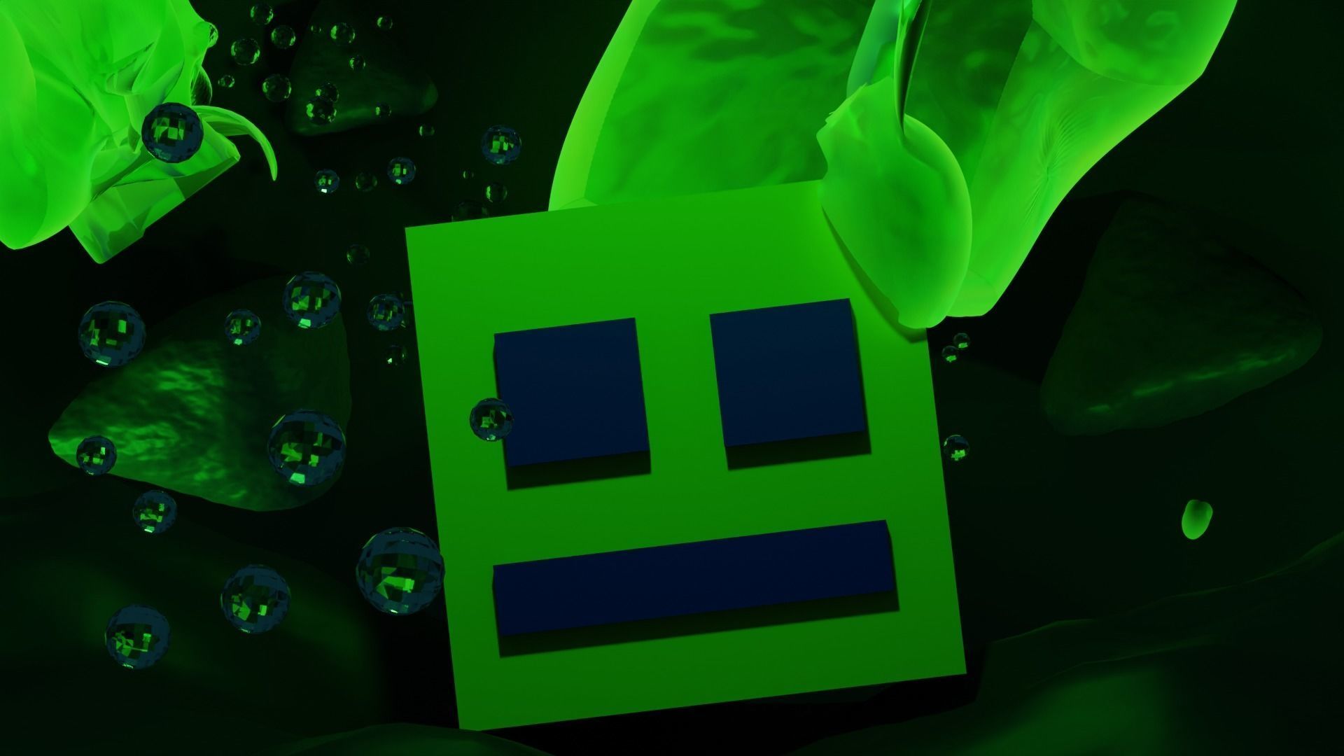 Cube in water cave 3D model | CGTrader