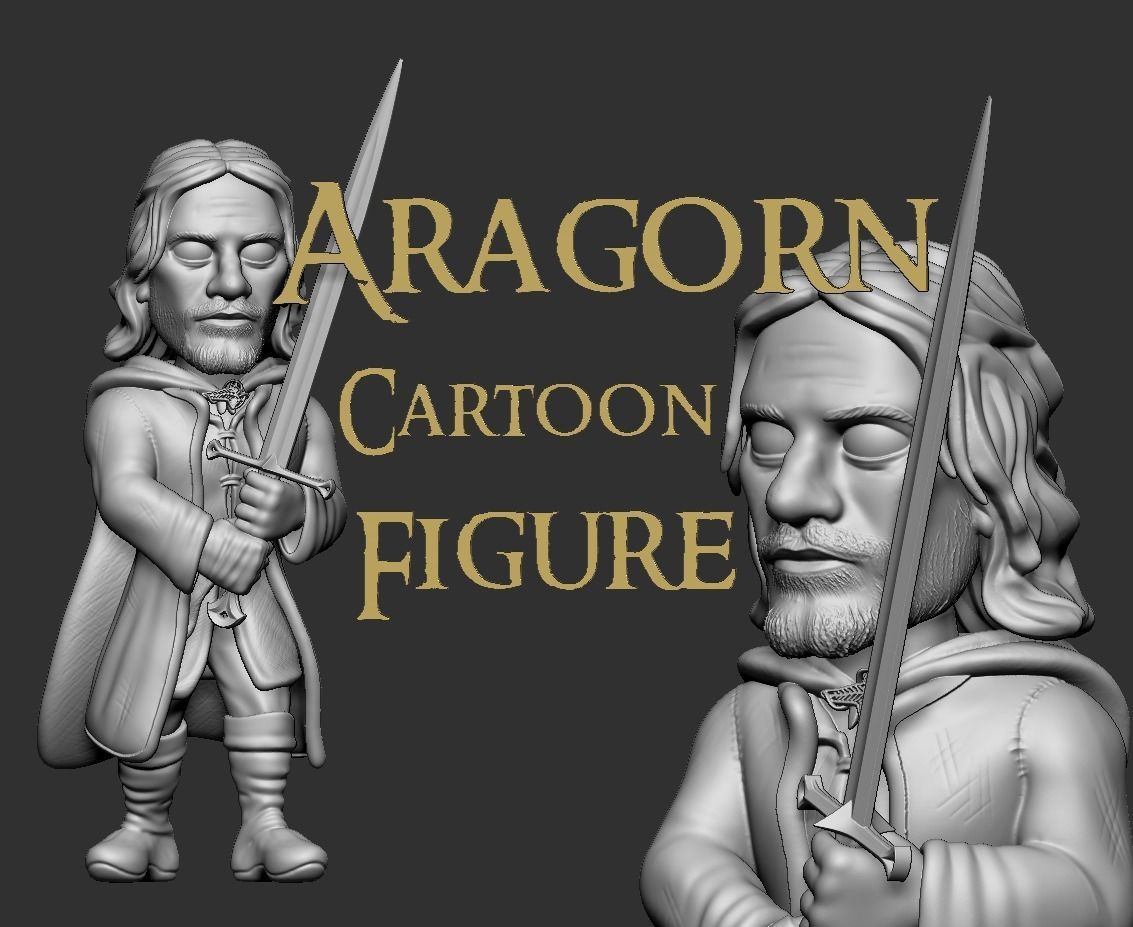 Aragorn from Lord of the Rings - Cartoon Figure 3D model 3D printable ...