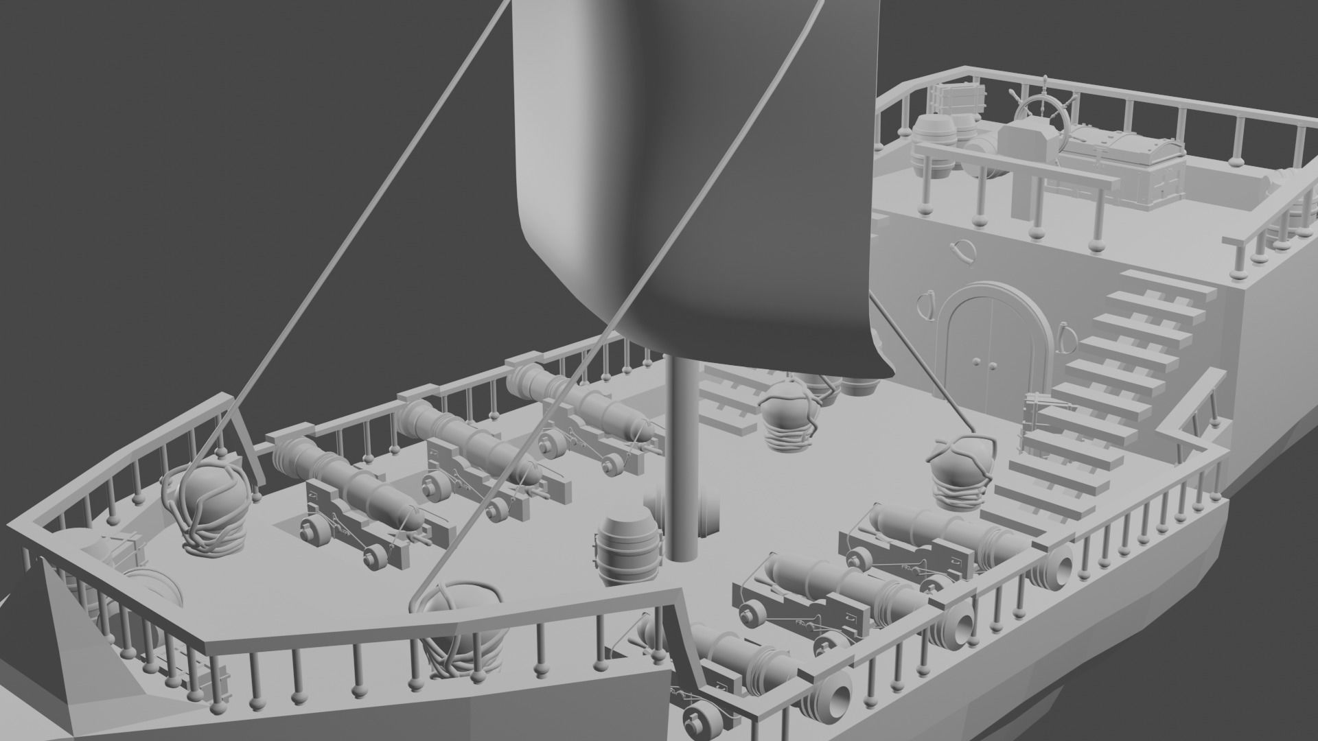Pirate ship boat no texture blender 3D model | CGTrader