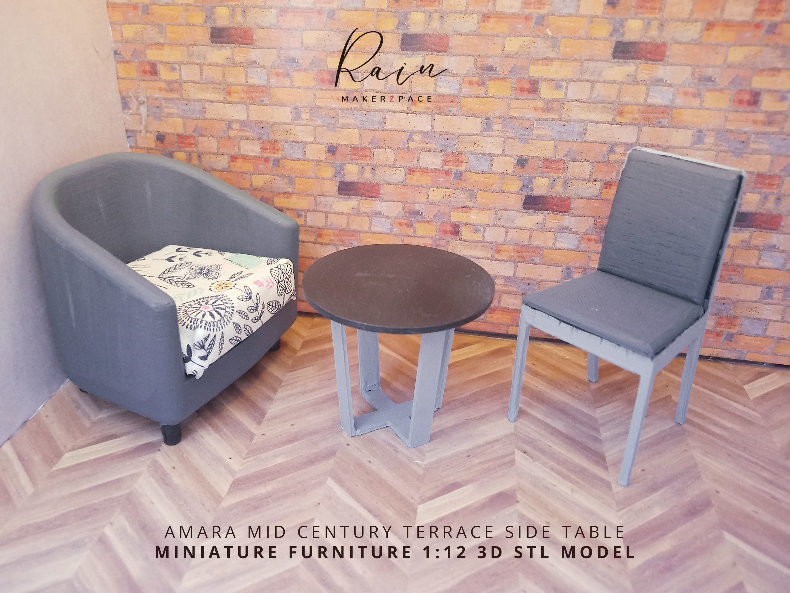 MINIATURE AMARA-INSPIRED MID-CENTURY TERRACE SIDE TABLE 3D model 3D printable | CGTrader