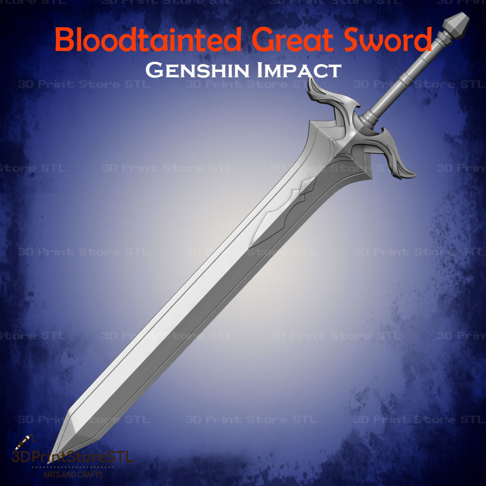 Bloodtainted Great Sword Cosplay Genshin Impact - STL File 3D model 3D ...