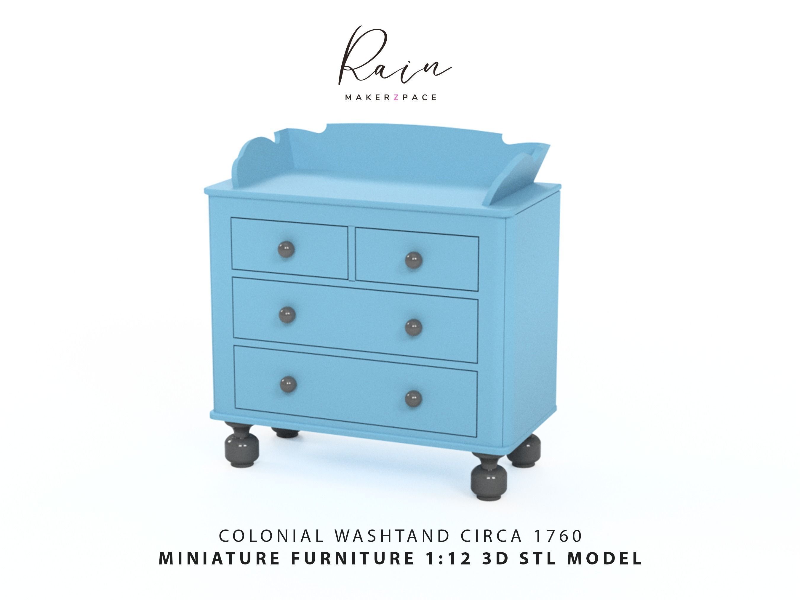 CLASSIC COLONIAL WASHSTAND CIRCA 1760 3D model 3D printable | CGTrader