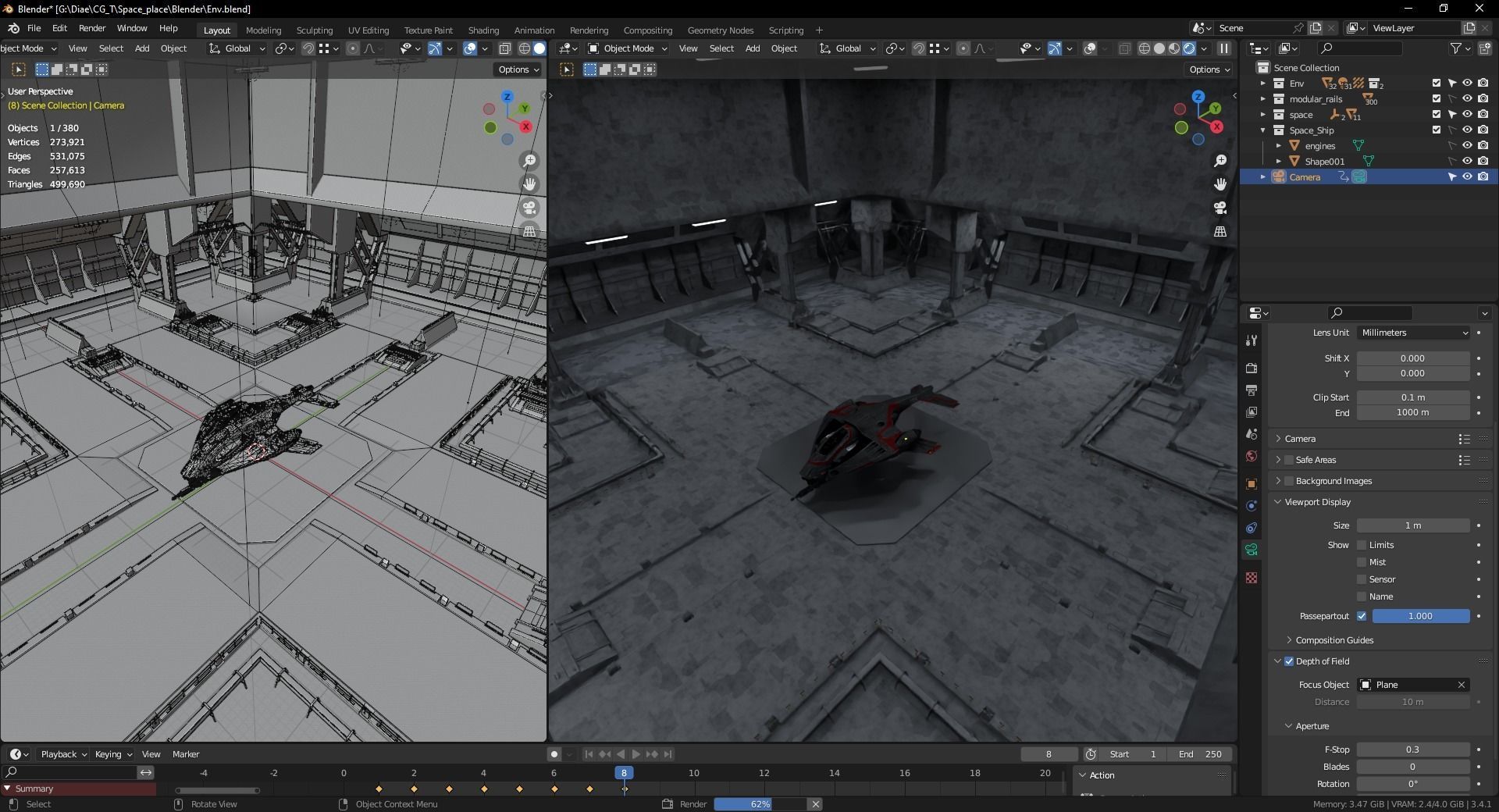 3D model 3D Sci Fi Hangar Interior VR / AR / low-poly | CGTrader
