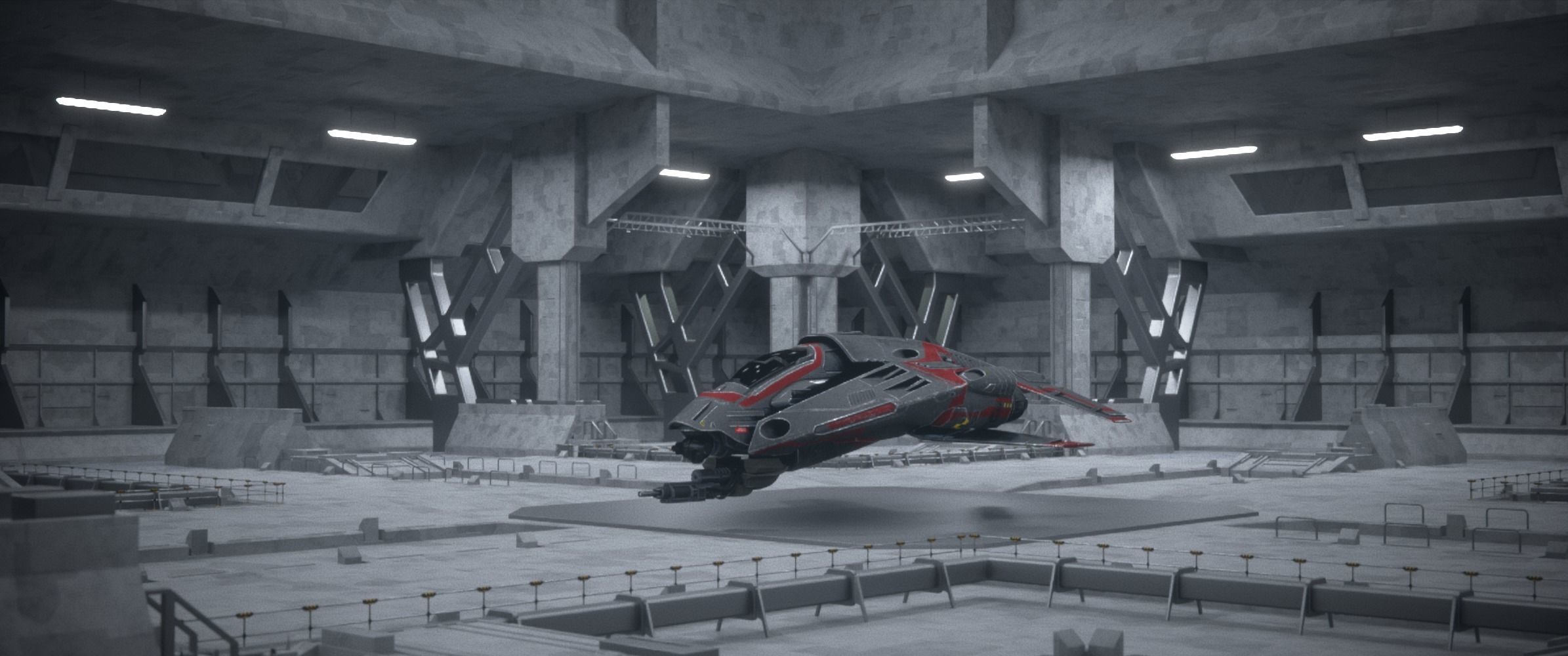 3D model 3D Sci Fi Hangar Interior VR / AR / low-poly | CGTrader