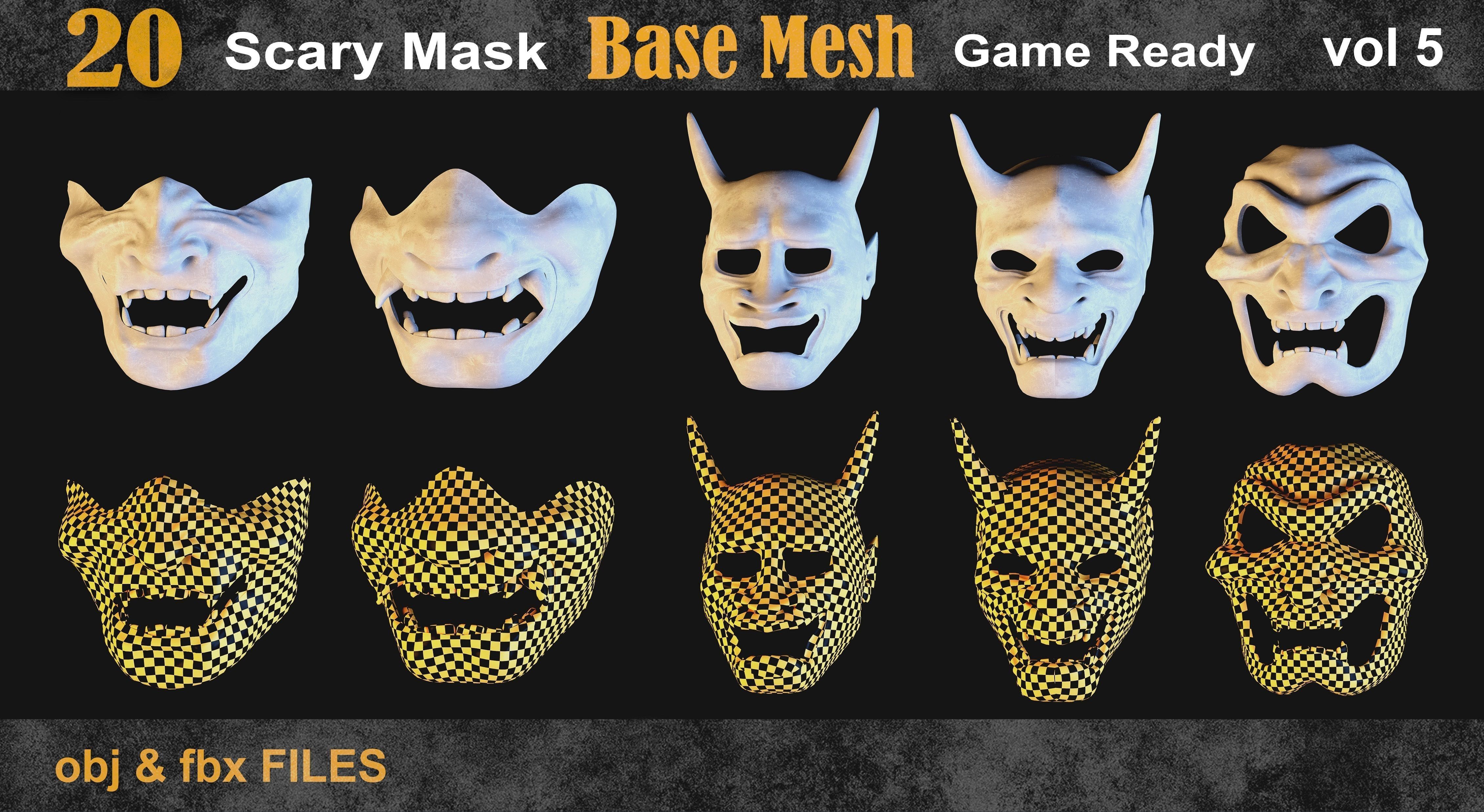 3D model 20 Scary Mask Base Mesh -vol 5 VR / AR / low-poly | CGTrader