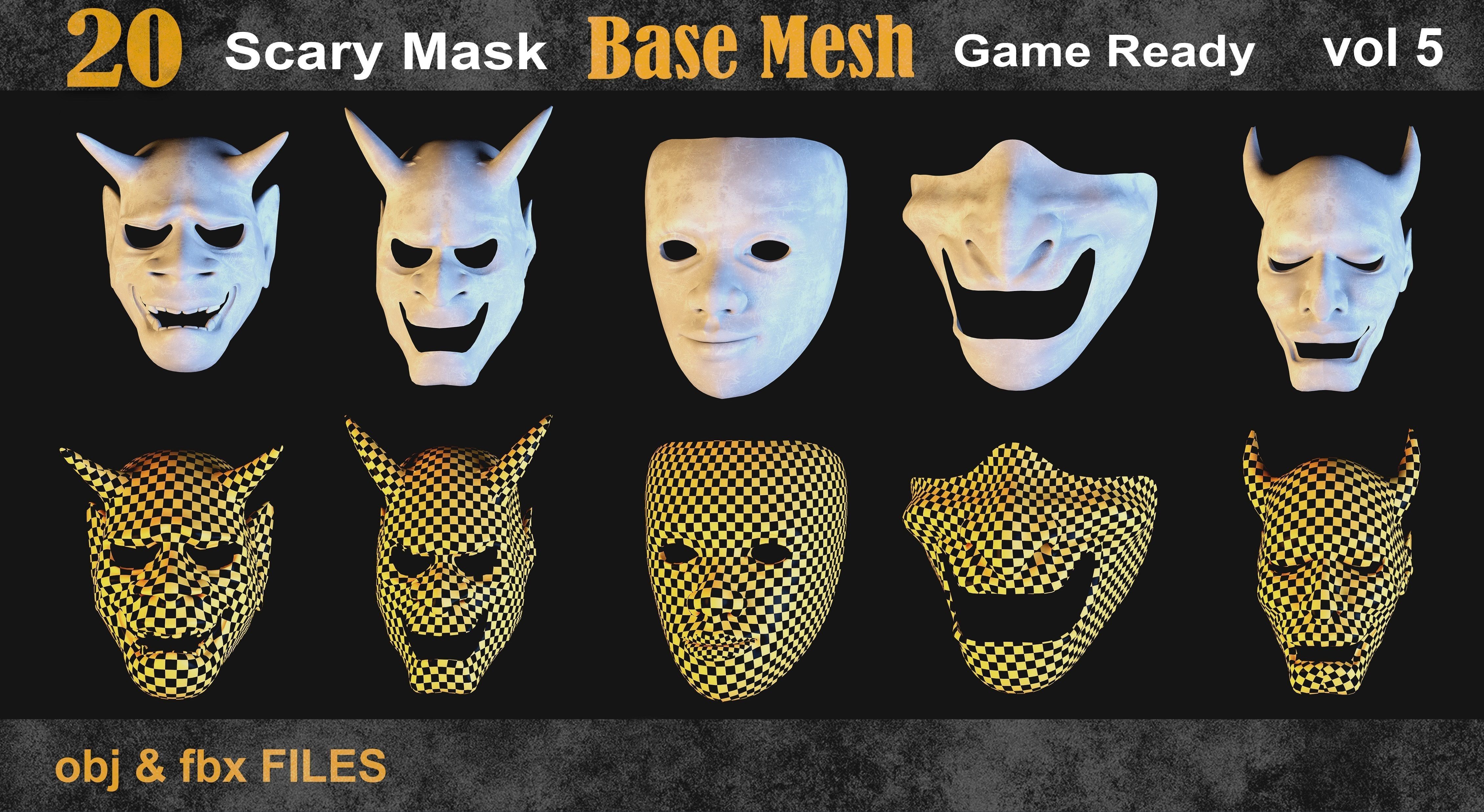 3D model 20 Scary Mask Base Mesh -vol 5 VR / AR / low-poly | CGTrader