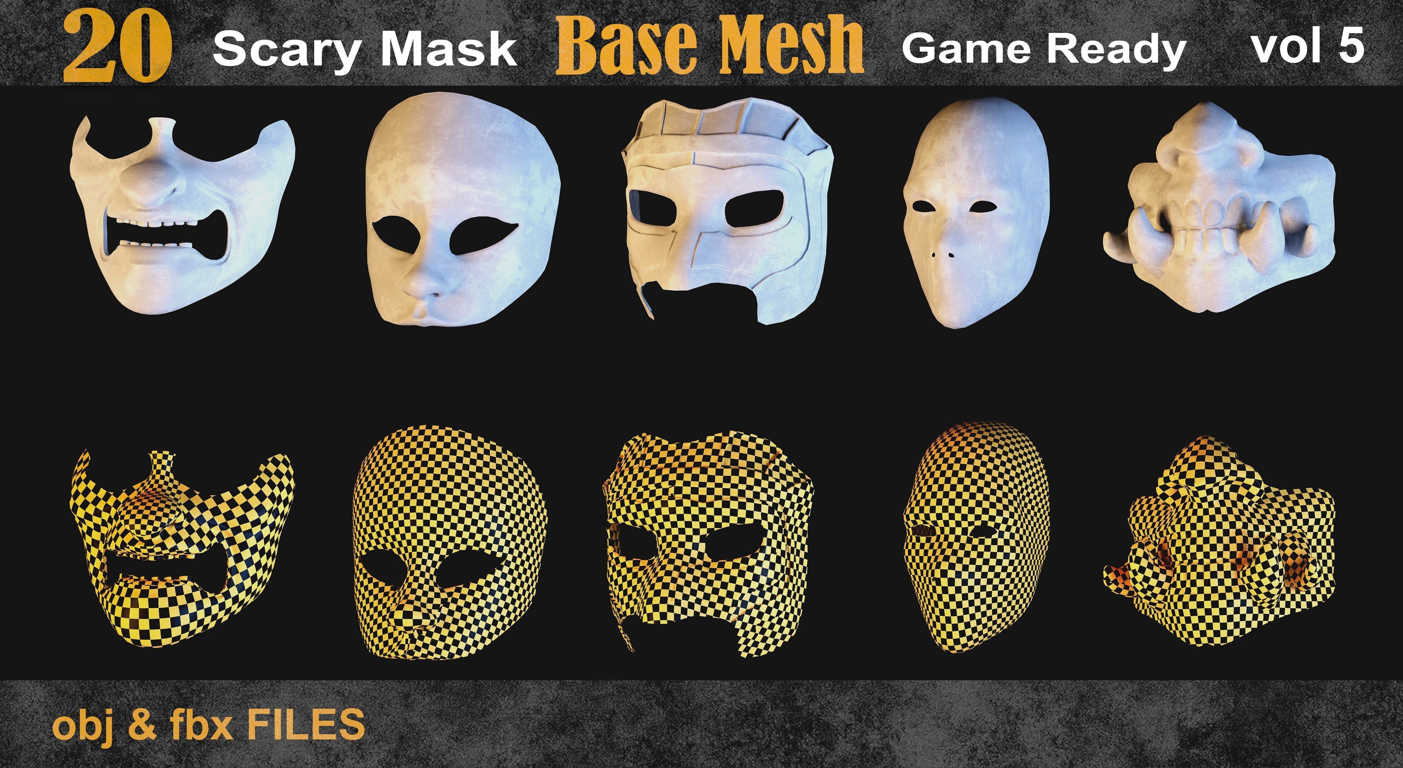 3D model 20 Scary Mask Base Mesh -vol 5 VR / AR / low-poly | CGTrader