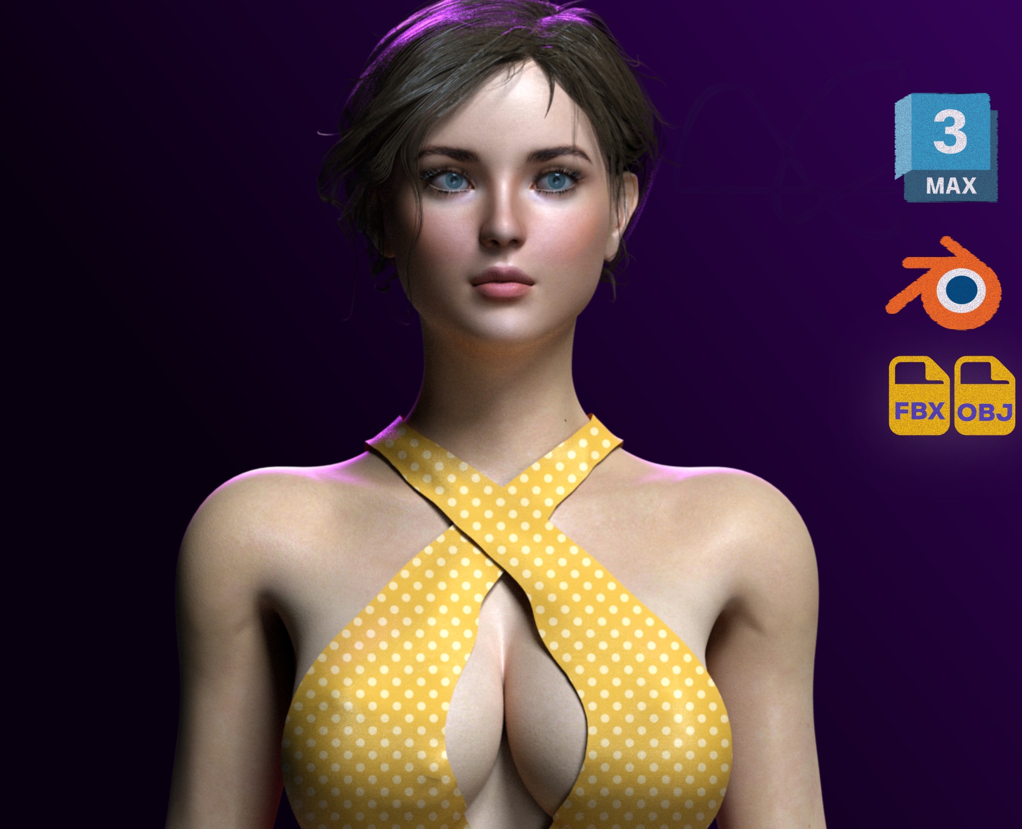 3D model Female Character 3d Model Fully Rigged - Anna VR / AR / low-poly | CGTrader