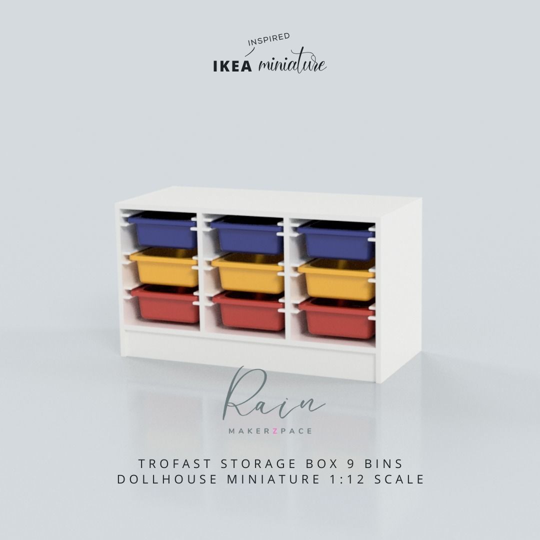 MINIATURE IKEA INSPIRED TROFAST STORAGE BOX 9 BINS 3D model 3D ...
