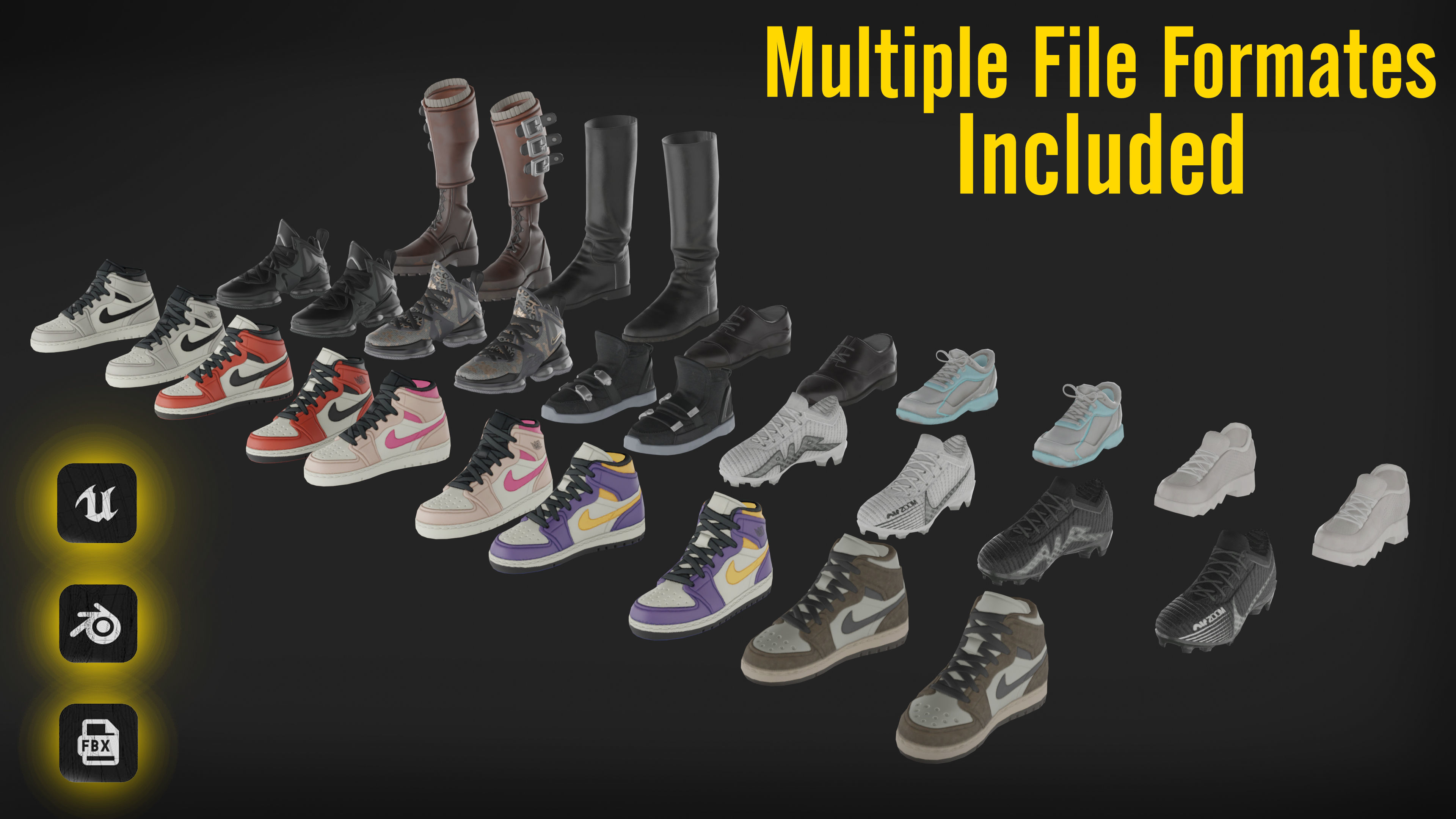 Shoes collection Pack Jordans Nike Grafton Brogue - 3D model 3D model ...