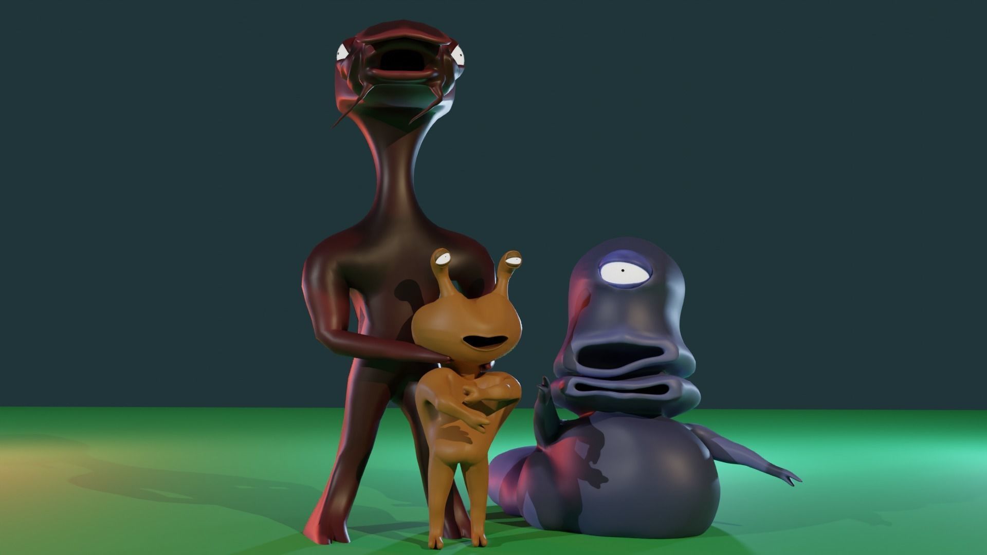 3D model Turbo Aliens fantasy creatures set of 5 rigged characters pack ...