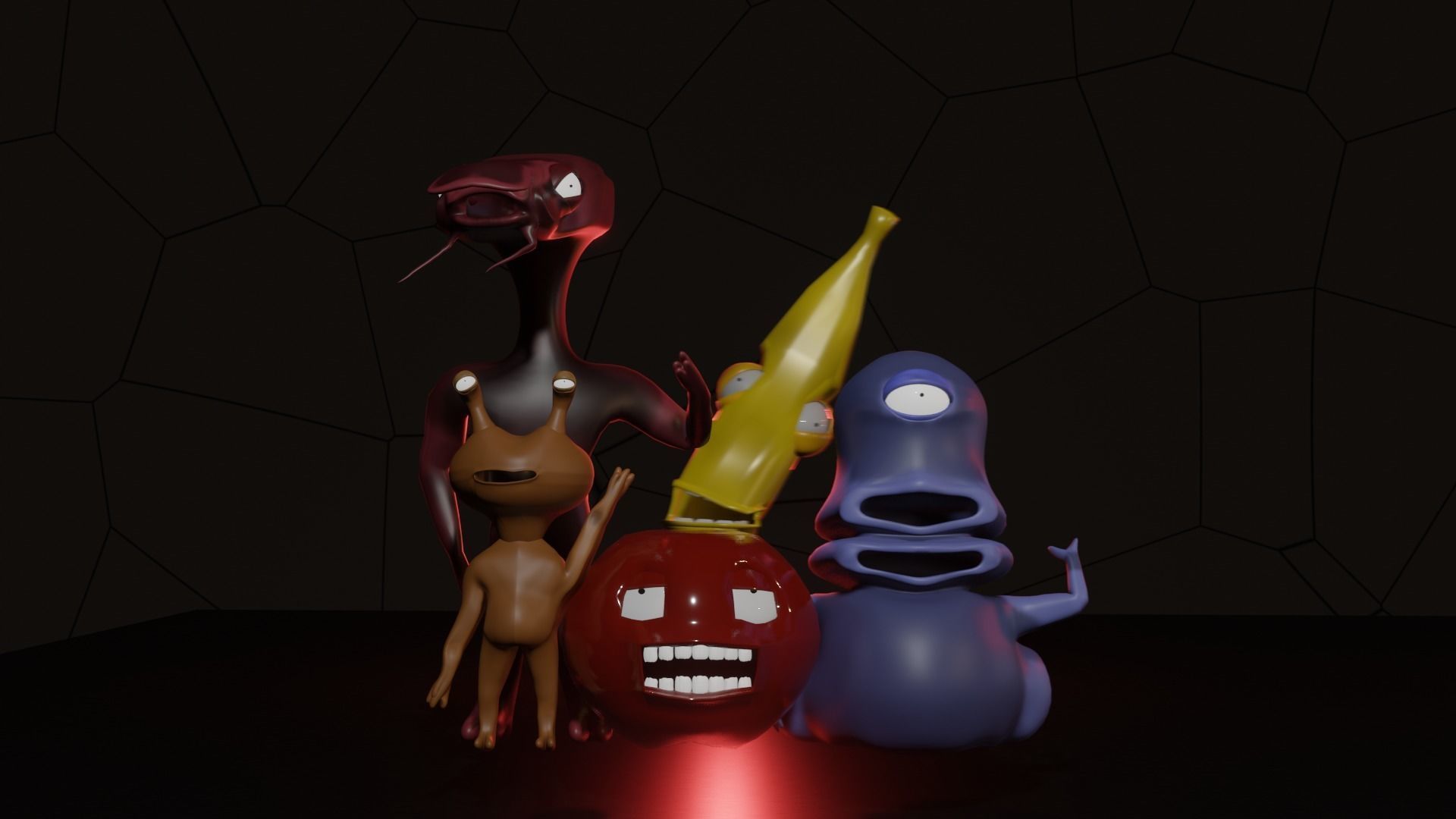 3D model Turbo Aliens fantasy creatures set of 5 rigged characters pack ...