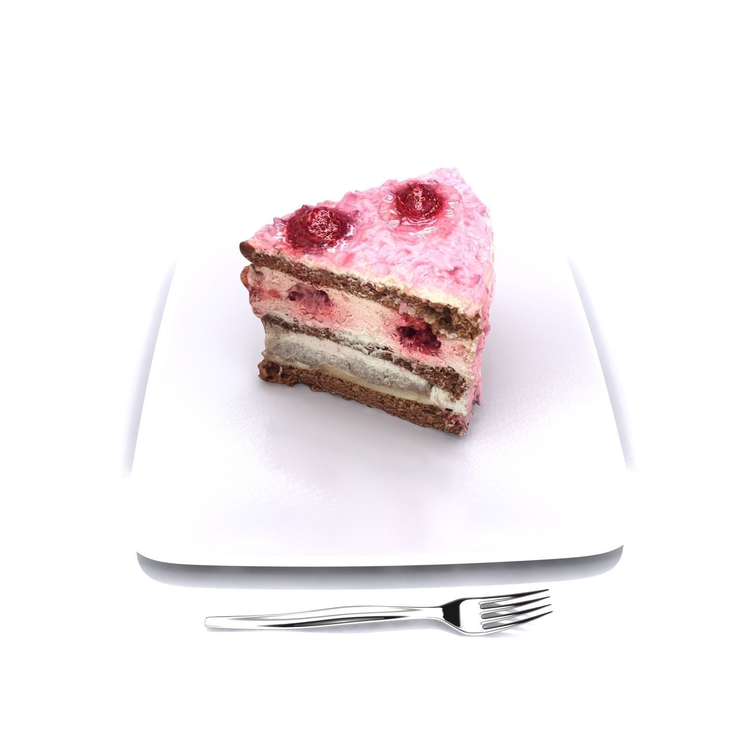 Raspberry Cake Slice 3D model | CGTrader